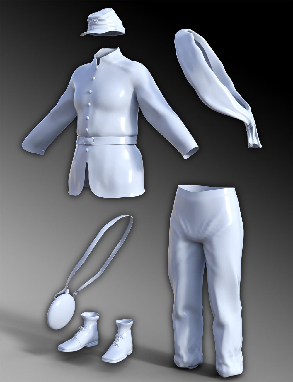 dForce Confederate Civil War Outfit for Genesis 9 | Daz 3D