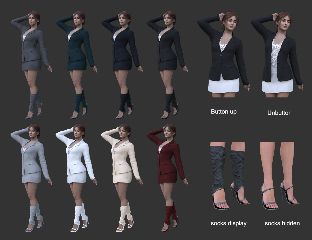 dForce MK Pinched Waist Suit Short Skirt for Genesis 9 | Daz 3D