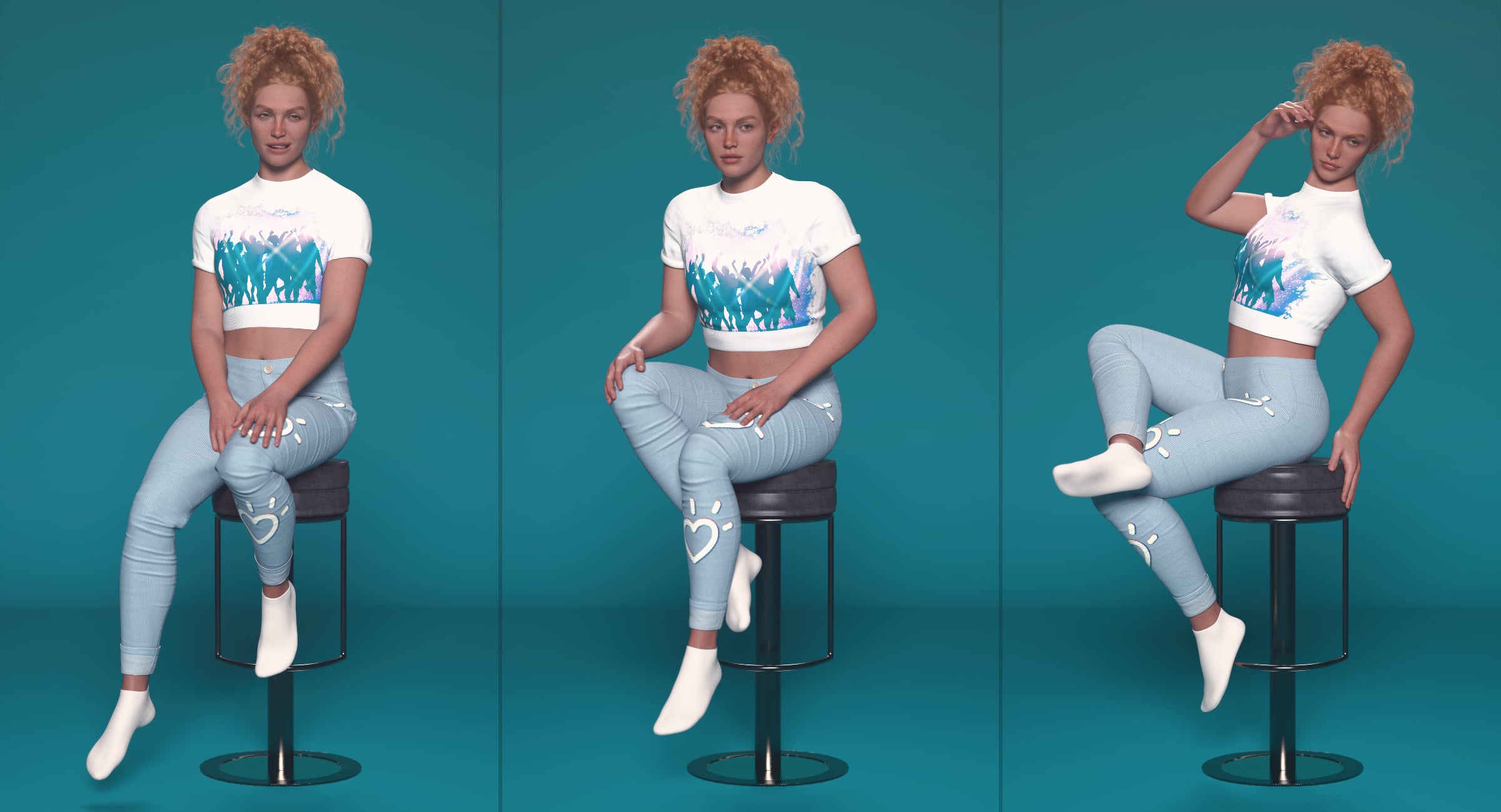 Casual Poses On Stool for Genesis 9 Feminine | Daz 3D