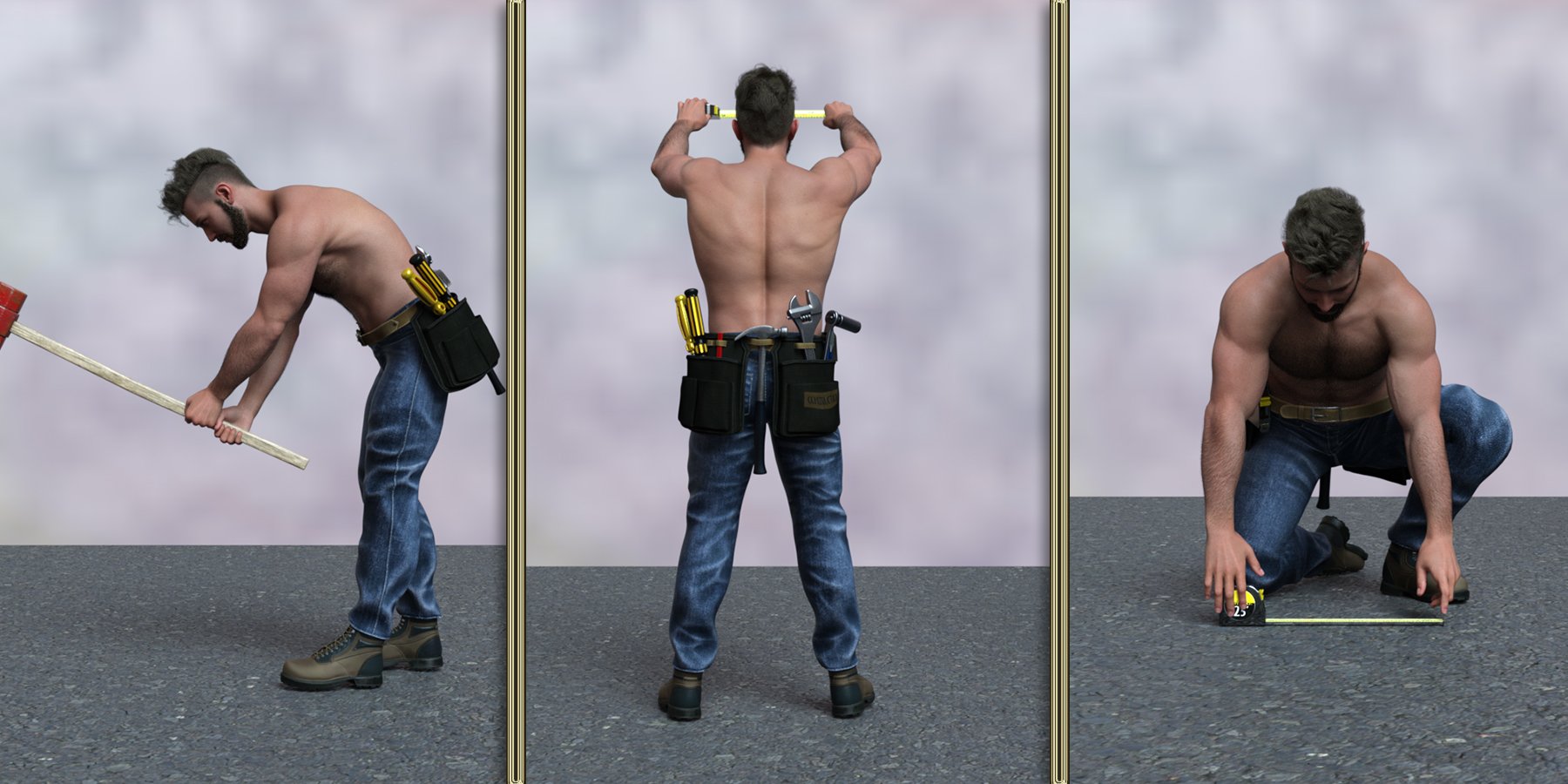 Tool Man Poses for Genesis 9 Masculine | Daz 3D