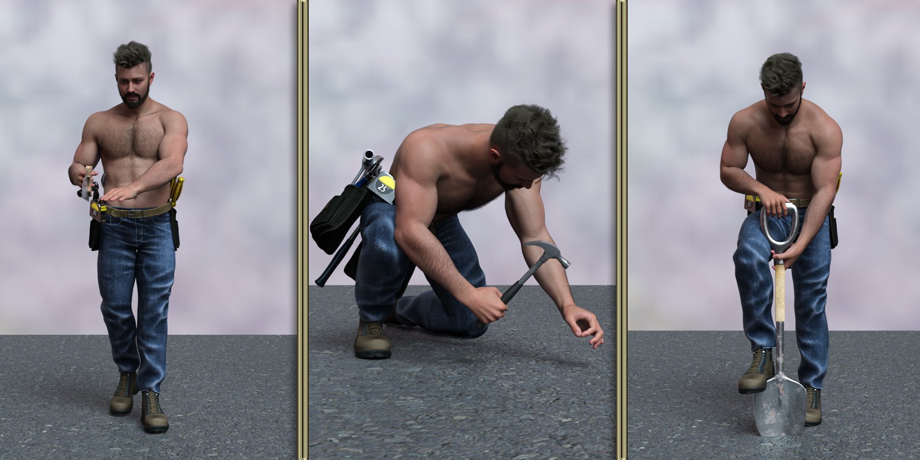 Tool Man Poses for Genesis 9 Masculine | Daz 3D