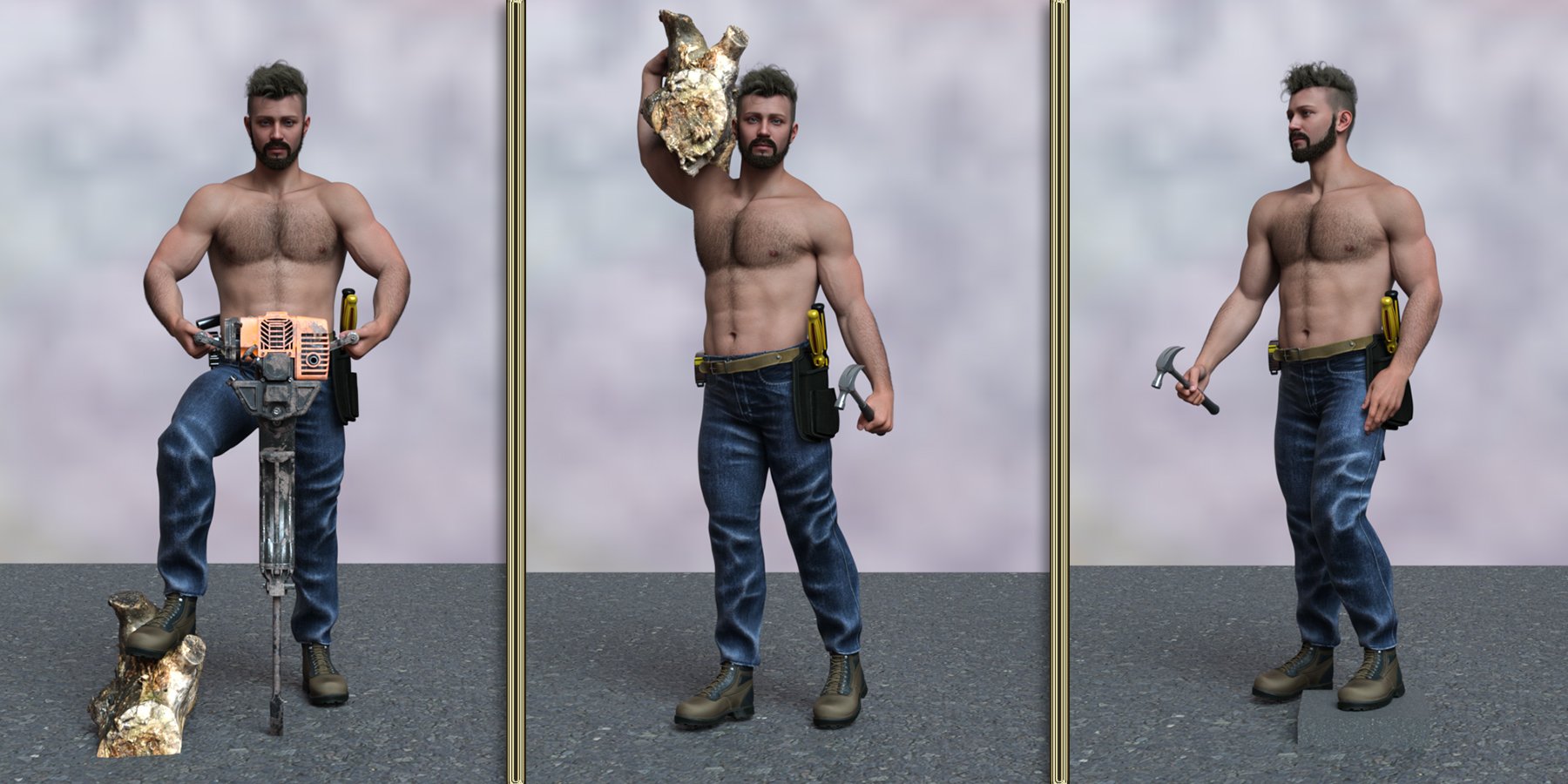 Tool Man Poses for Genesis 9 Masculine | Daz 3D