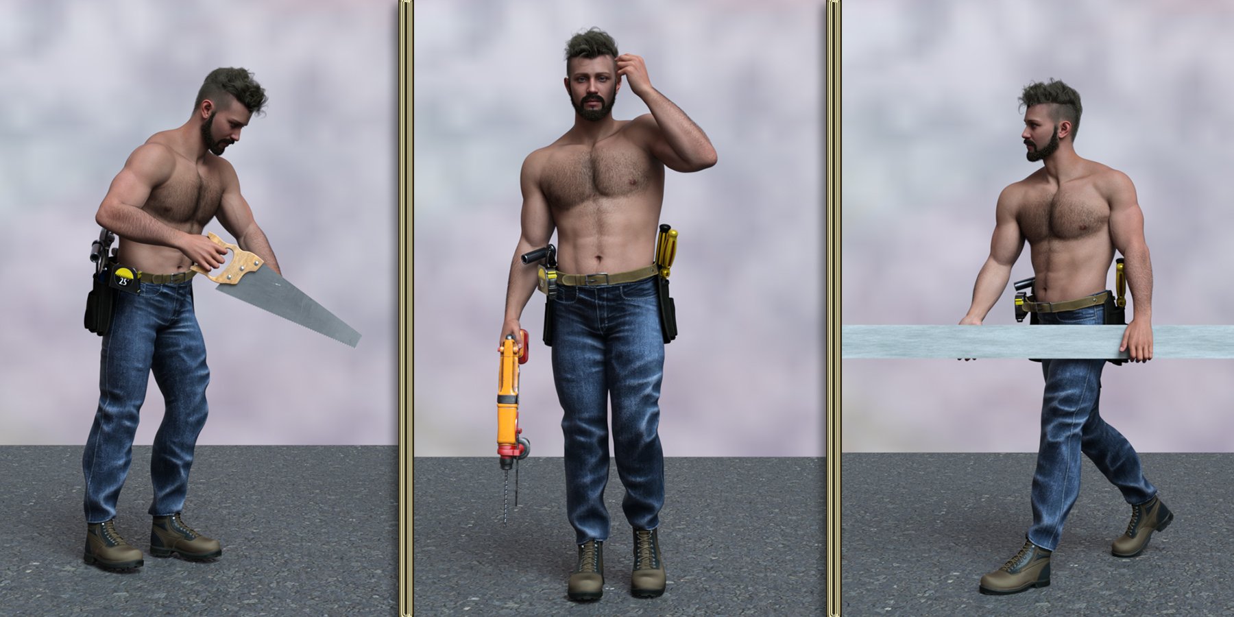 Tool Man Poses for Genesis 9 Masculine | Daz 3D