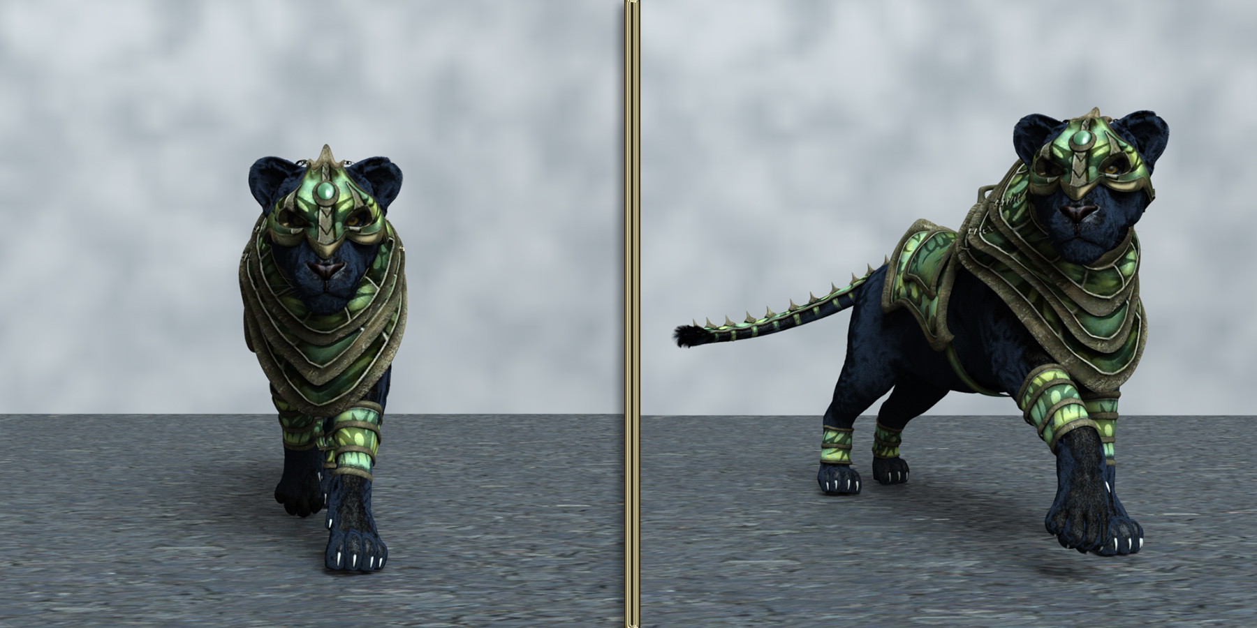 Feline Rider Hierarchical Poses for Daz Big Cat 2 and Battle Cat Armour ...