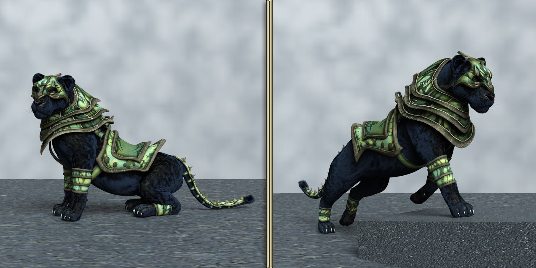 Feline Rider Hierarchical Poses for Daz Big Cat 2 and Battle Cat Armour ...
