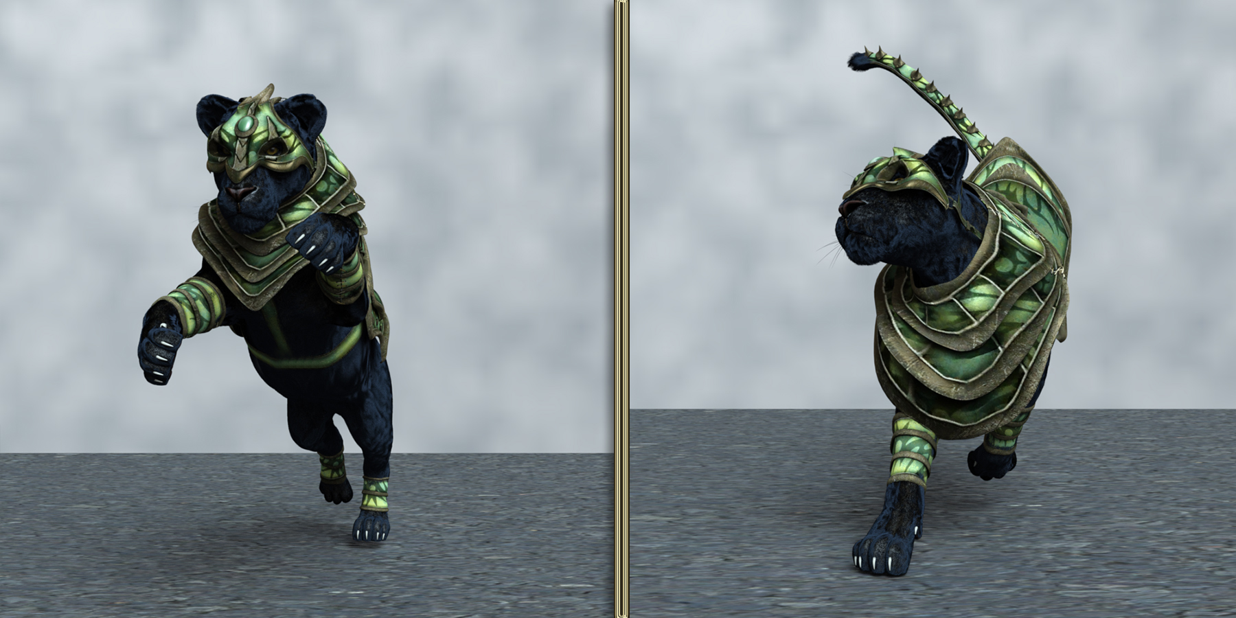 Feline Rider Hierarchical Poses for Daz Big Cat 2 and Battle Cat Armour ...