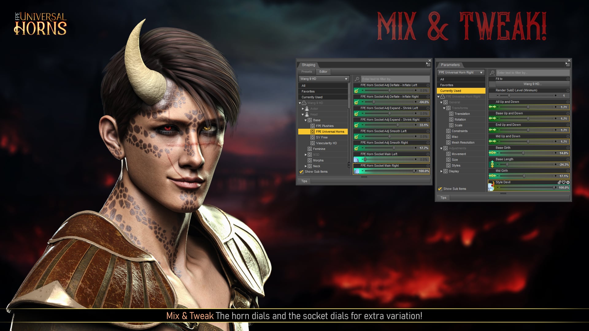 FPE Universal Horns for Genesis 9 | Daz 3D