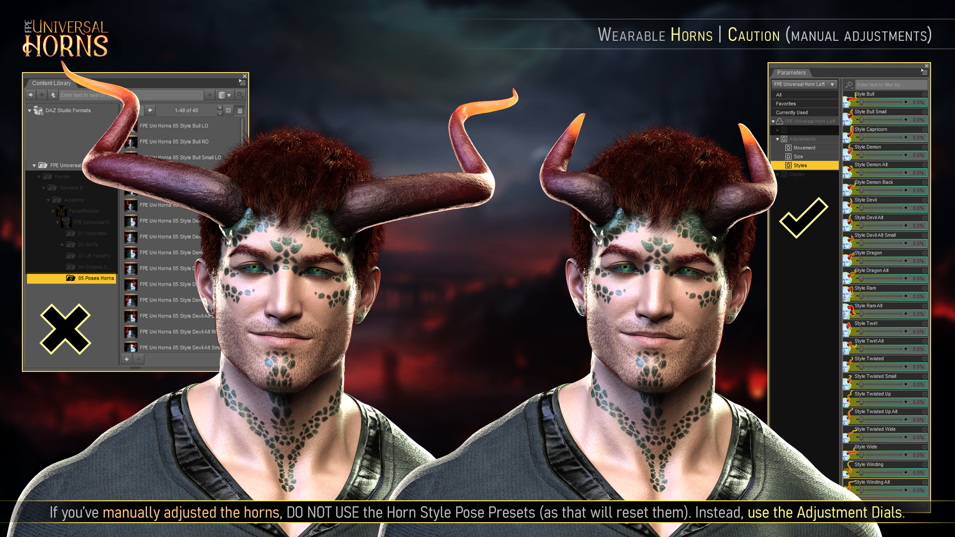 FPE Universal Horns for Genesis 9 | Daz 3D