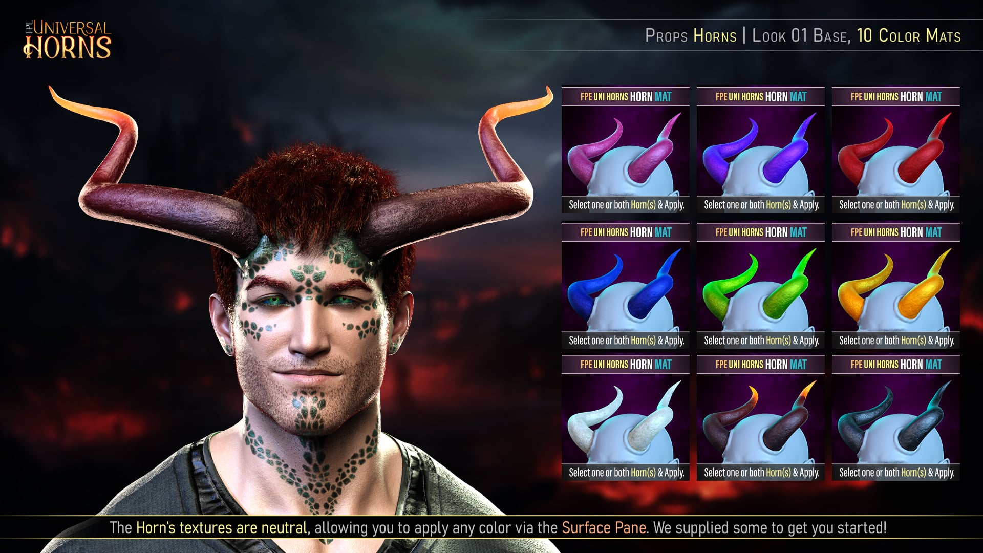 FPE Universal Horns for Genesis 9 | Daz 3D