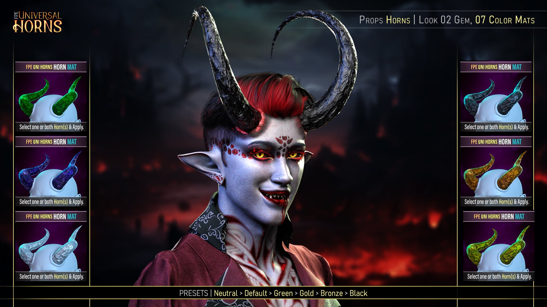 FPE Universal Horns for Genesis 9 | Daz 3D