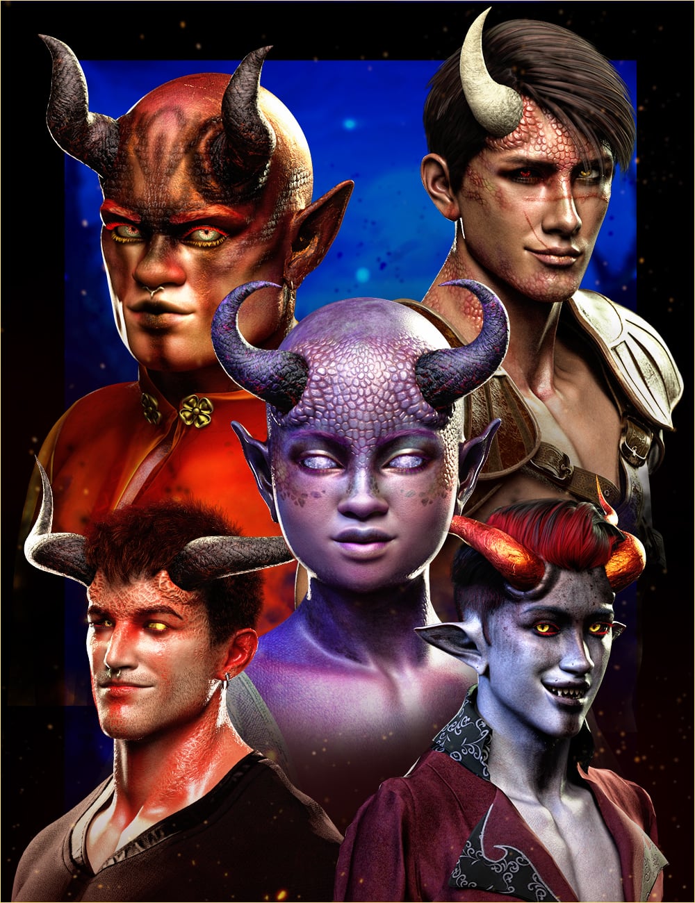 FPE Universal Horns Add-On Textures for Genesis 9 | Daz 3D