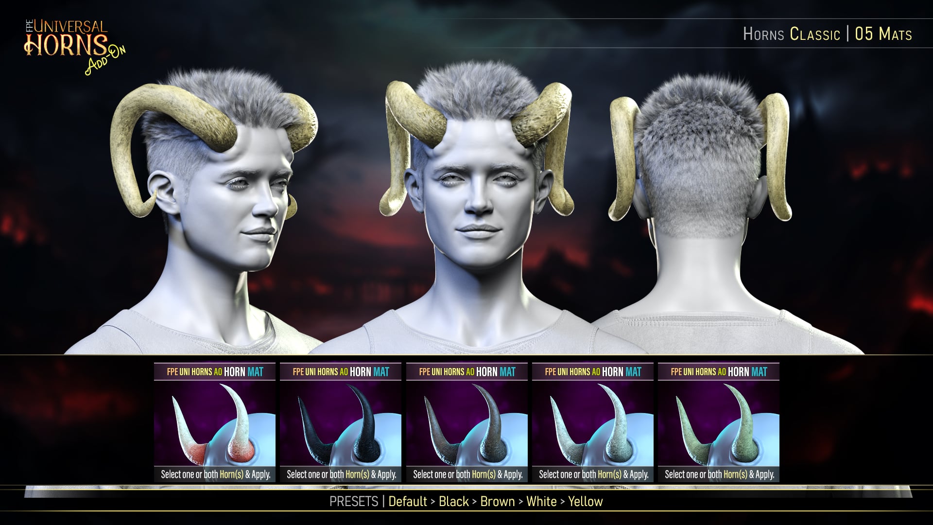 FPE Universal Horns Add-On Textures for Genesis 9 | Daz 3D