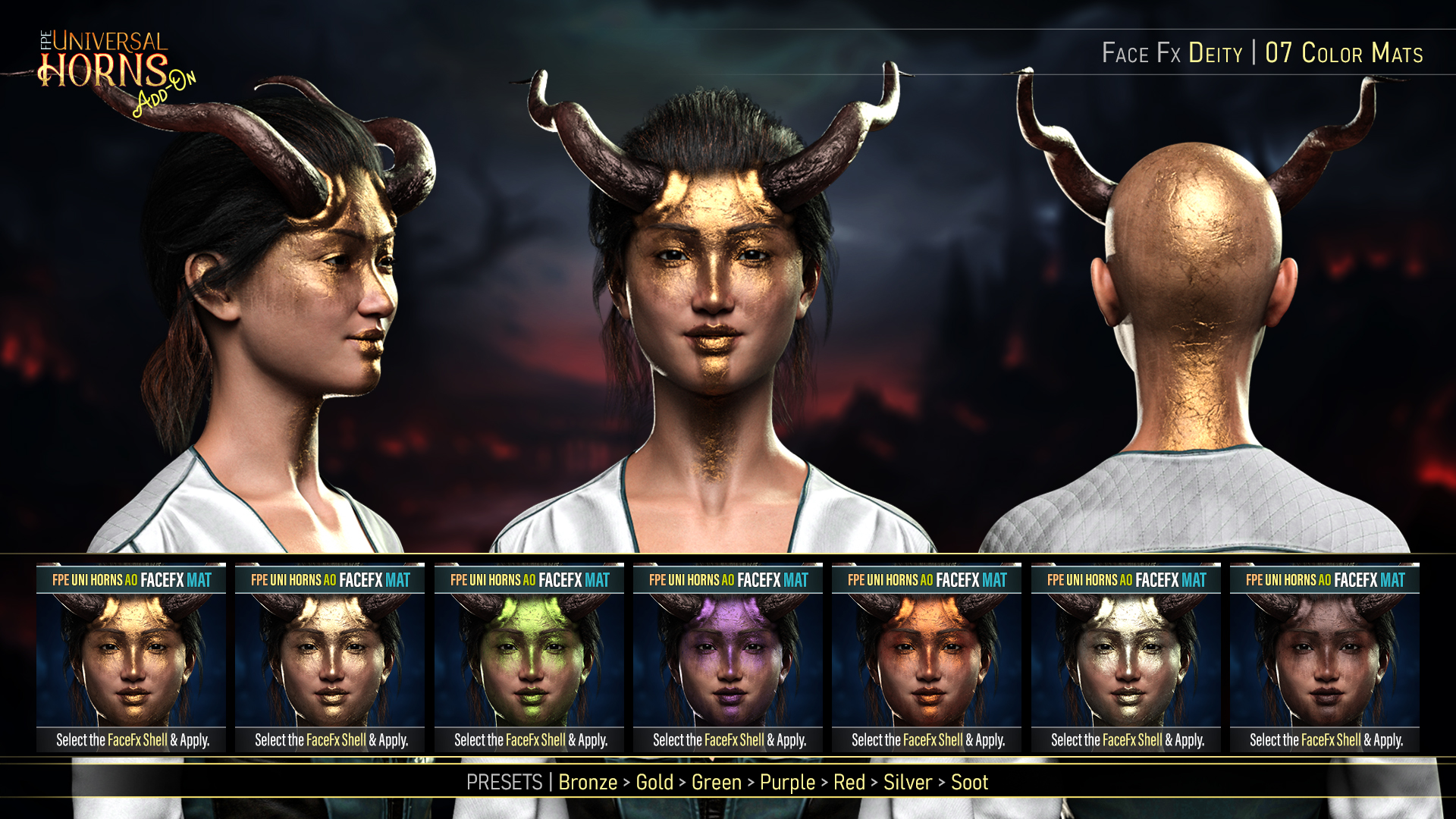 FPE Universal Horns Add-On Textures for Genesis 9 | Daz 3D