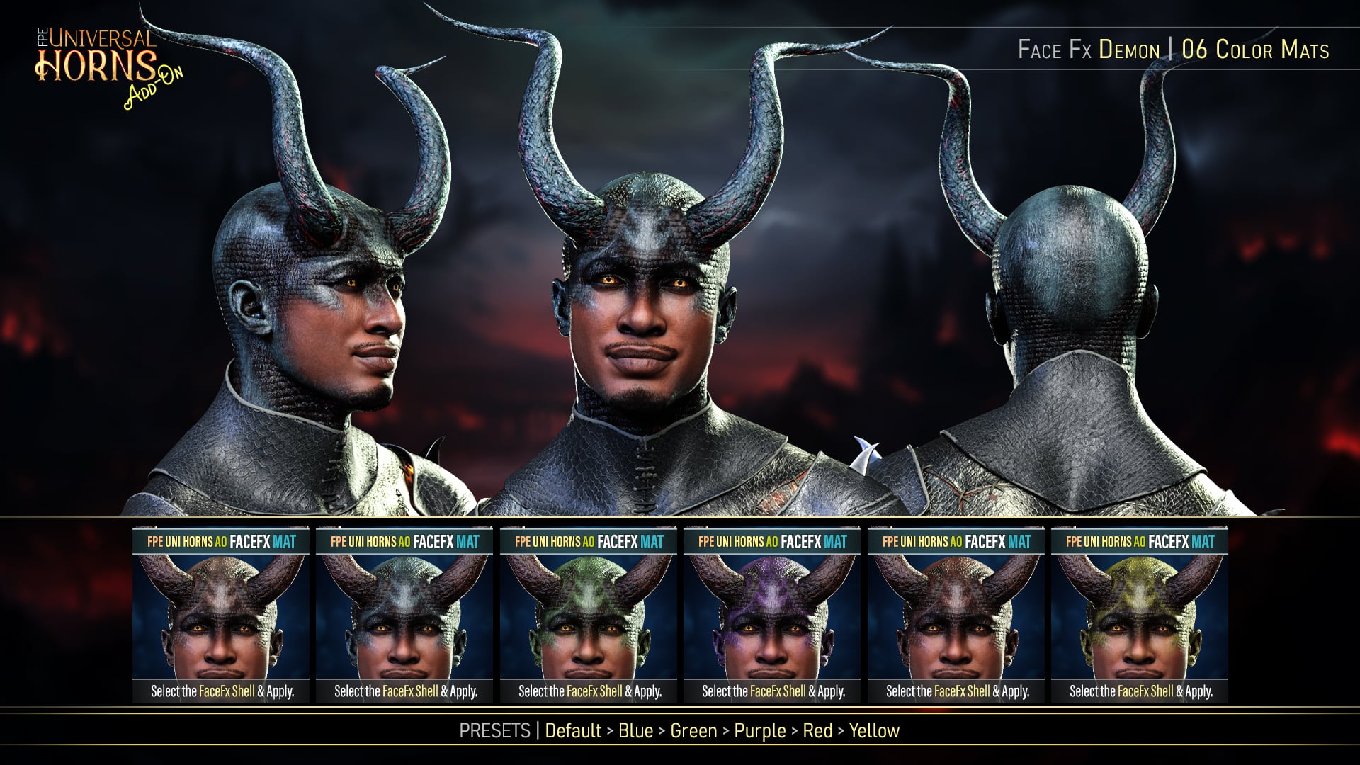 FPE Universal Horns Add-On Textures for Genesis 9 | Daz 3D