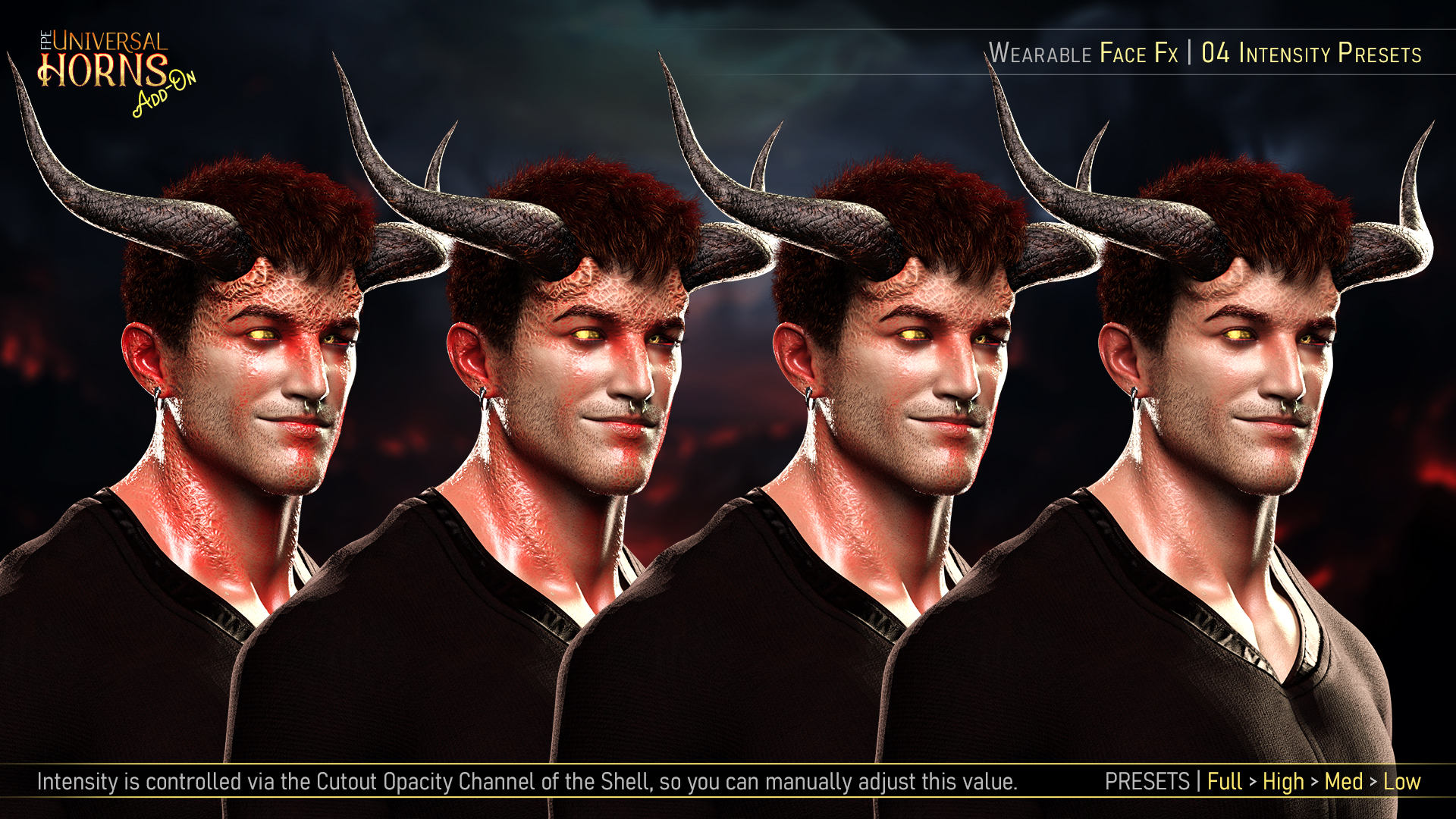 FPE Universal Horns Add-On Textures for Genesis 9 | Daz 3D