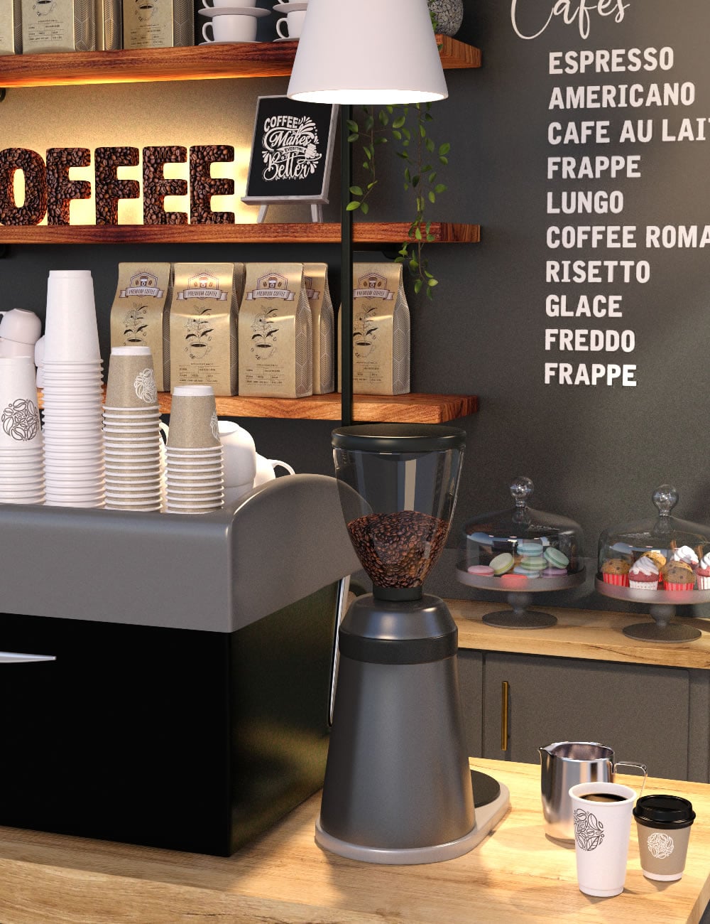 Mini Scenes Coffee Shop | Daz 3D