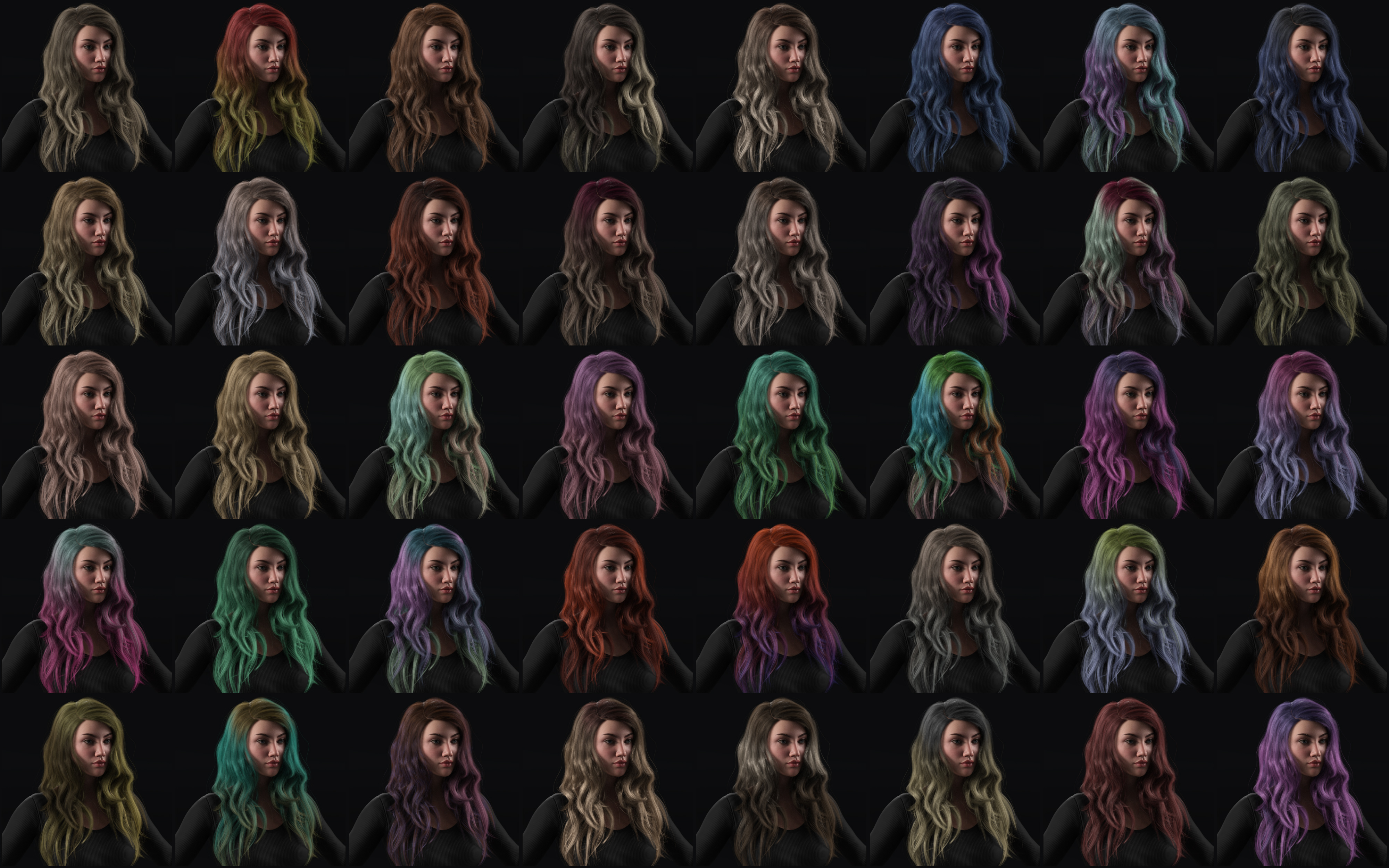 Messy Glamorous Style Hair Color Expansion | Daz 3D