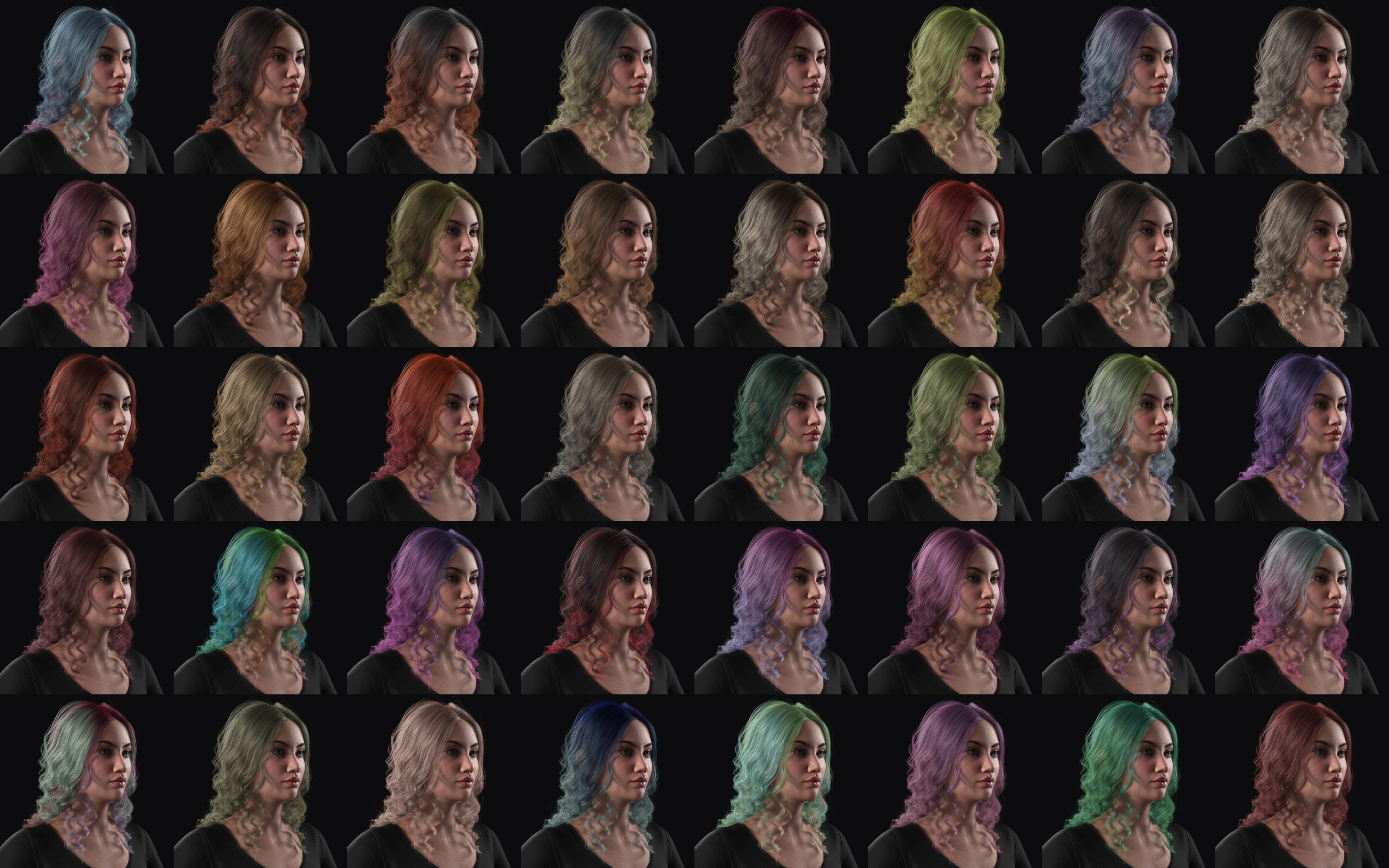 Relaxed Curls Style Hair Color Expansion | Daz 3D