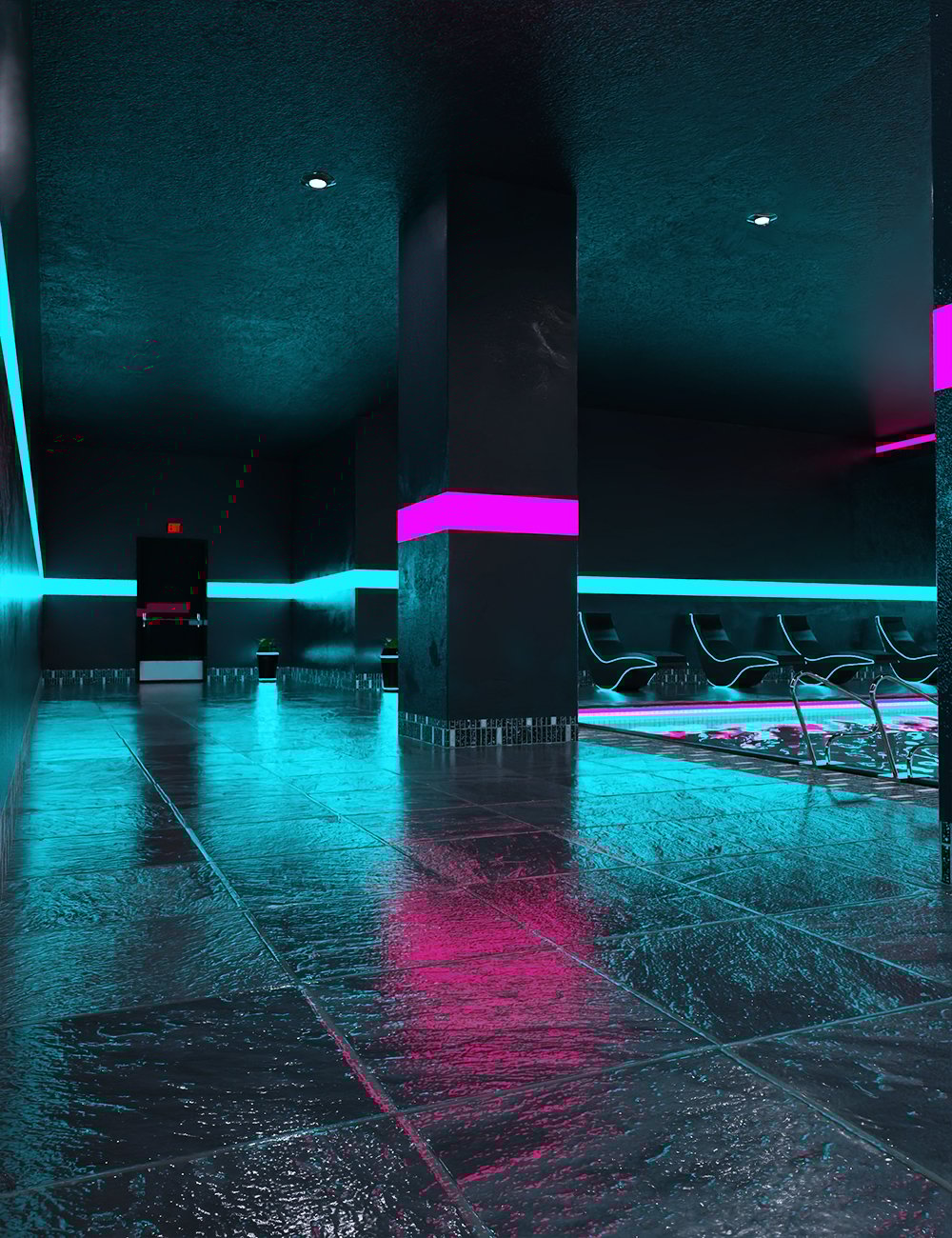 FH Neon Pool Interior | Daz 3D