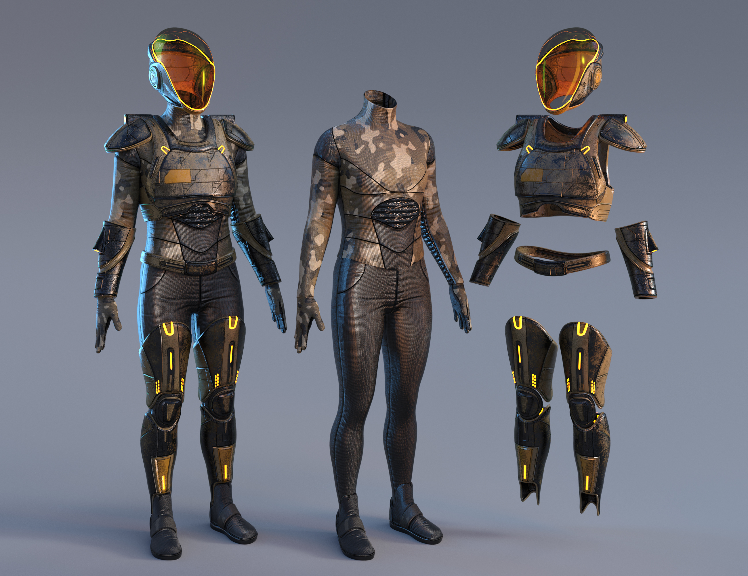 Texture Expansion for Sci-Fi Guard Outfit for Genesis 9 | Daz 3D