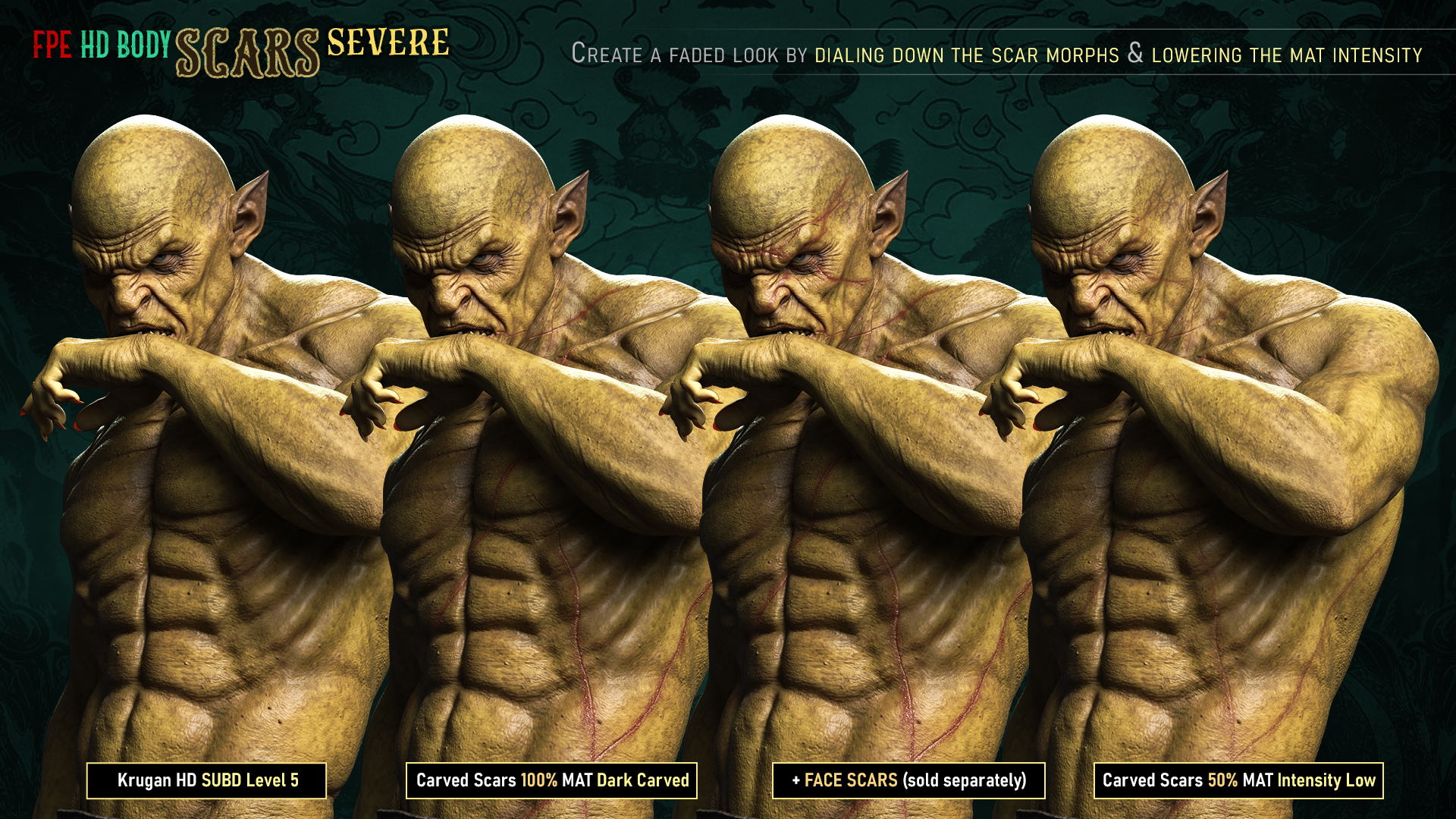 FPE HD Body Scars Severe for Genesis 9 | Daz 3D