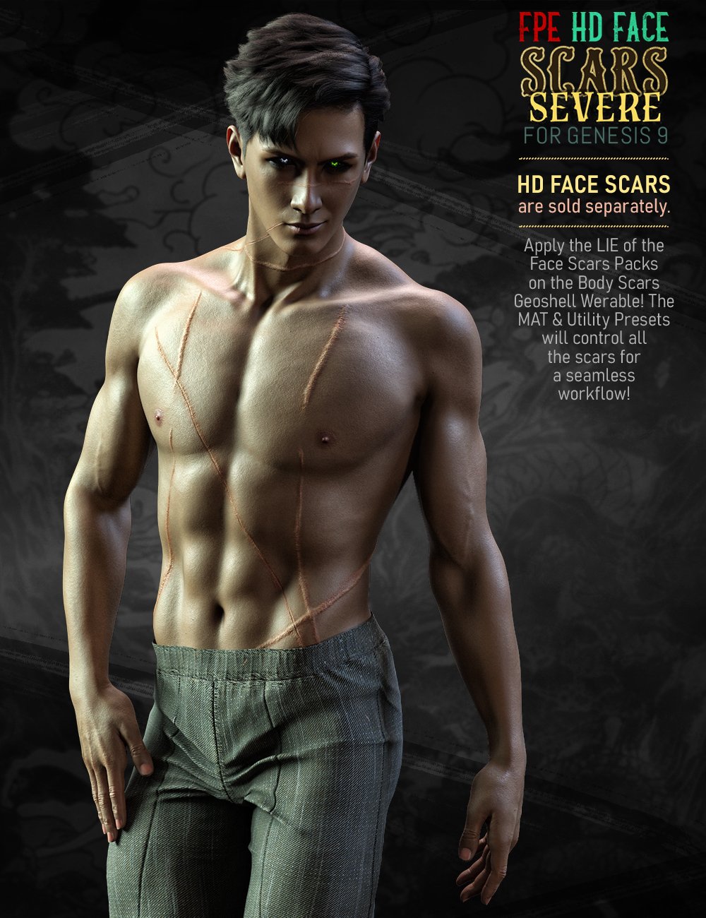 FPE HD Body Scars Severe for Genesis 9 | Daz 3D