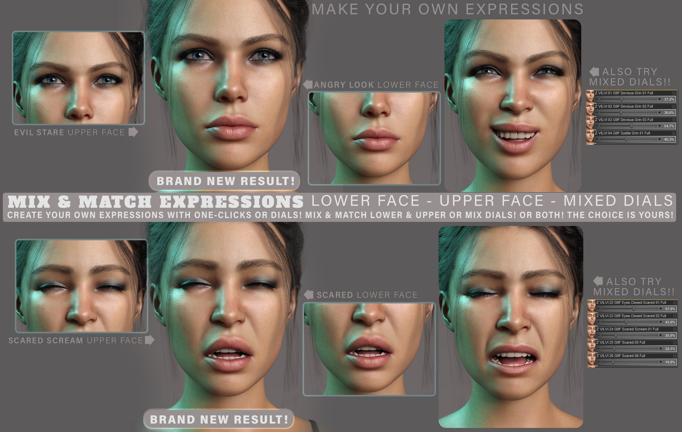 Z Villain and Victim Expressions for Genesis 9 | Daz 3D