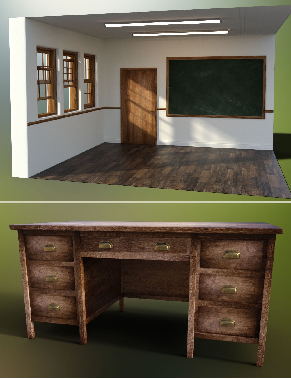 Mini Scenes School Room | Daz 3D