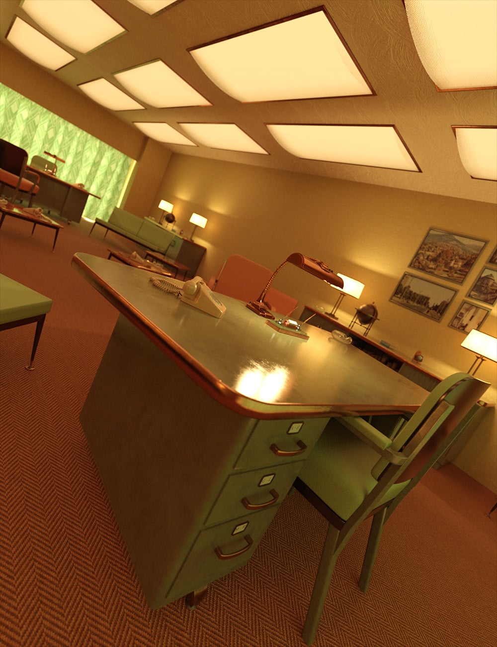Vintage 1960s Office | Daz 3D
