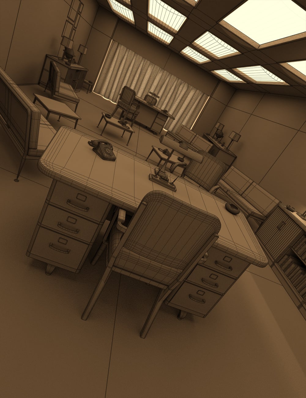 Vintage 1960s Office | Daz 3D