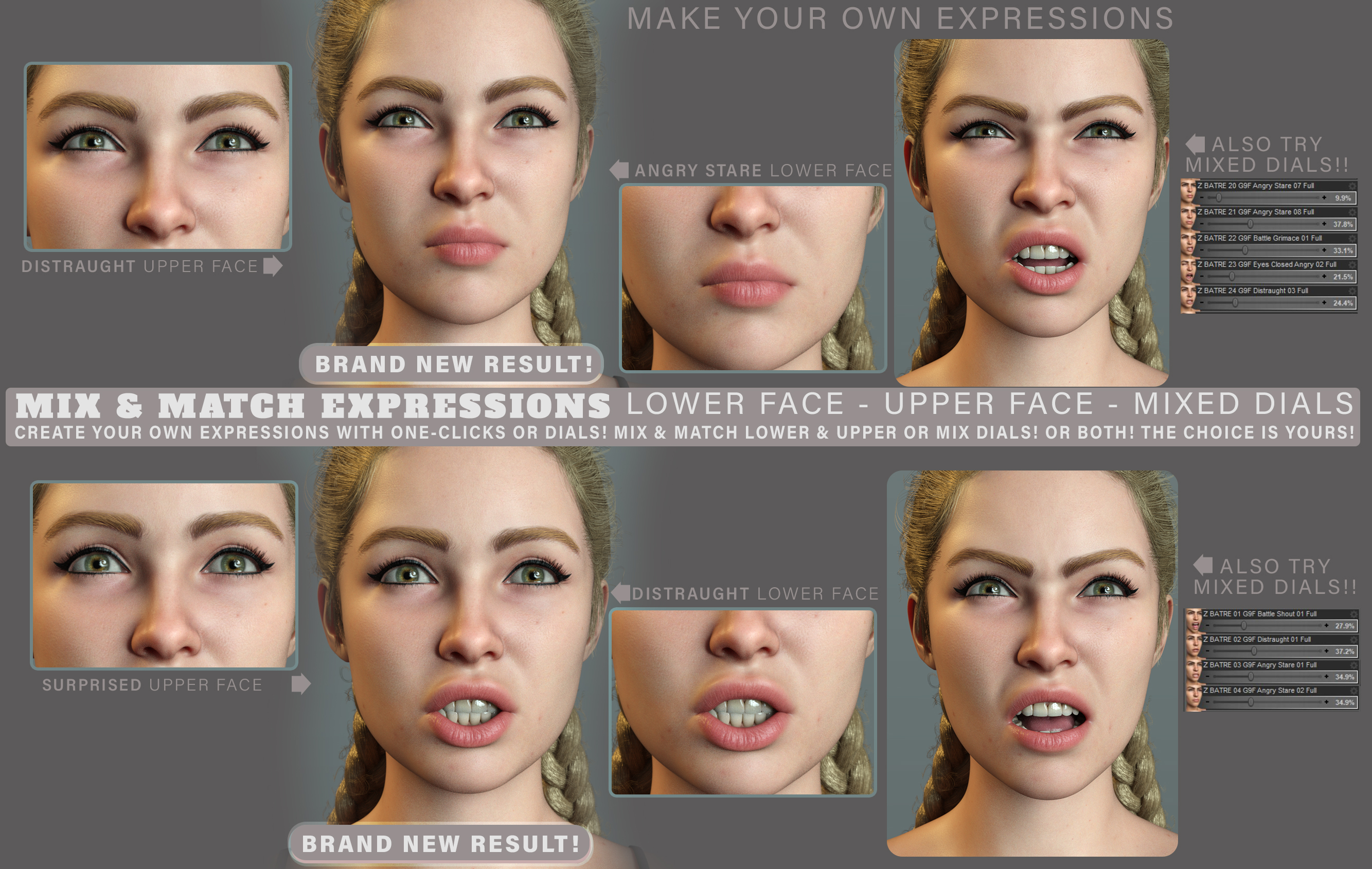 Z Battle Ready Expressions for Genesis 9 | Daz 3D