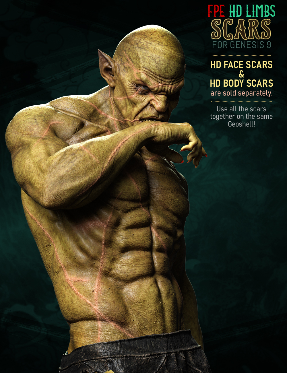 FPE HD Limbs Scars for Genesis 9 | Daz 3D