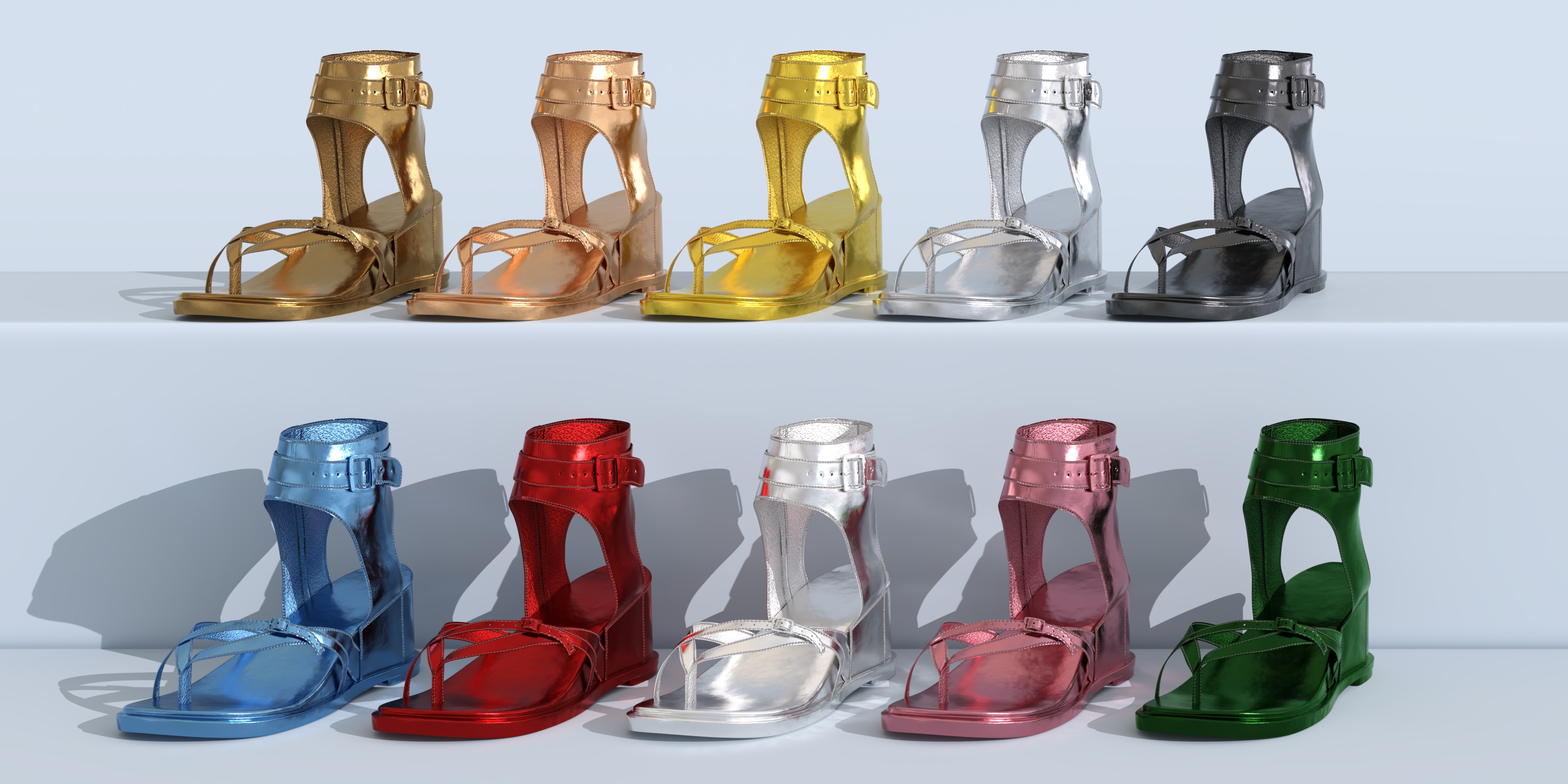 Romia Wedge Sandals For Genesis 9 and 8 Female | Daz 3D