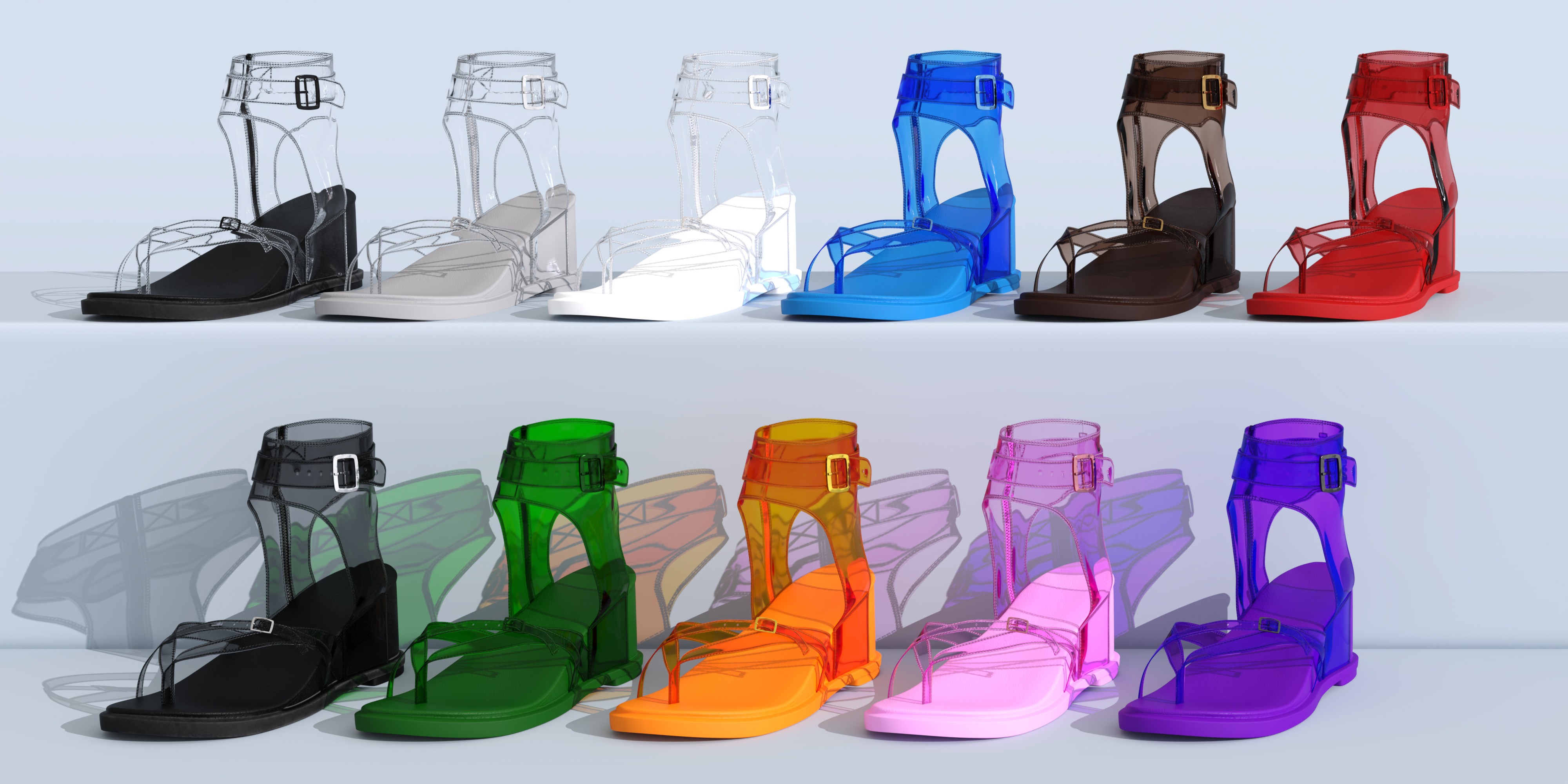 Romia Wedge Sandals For Genesis 9 and 8 Female | Daz 3D