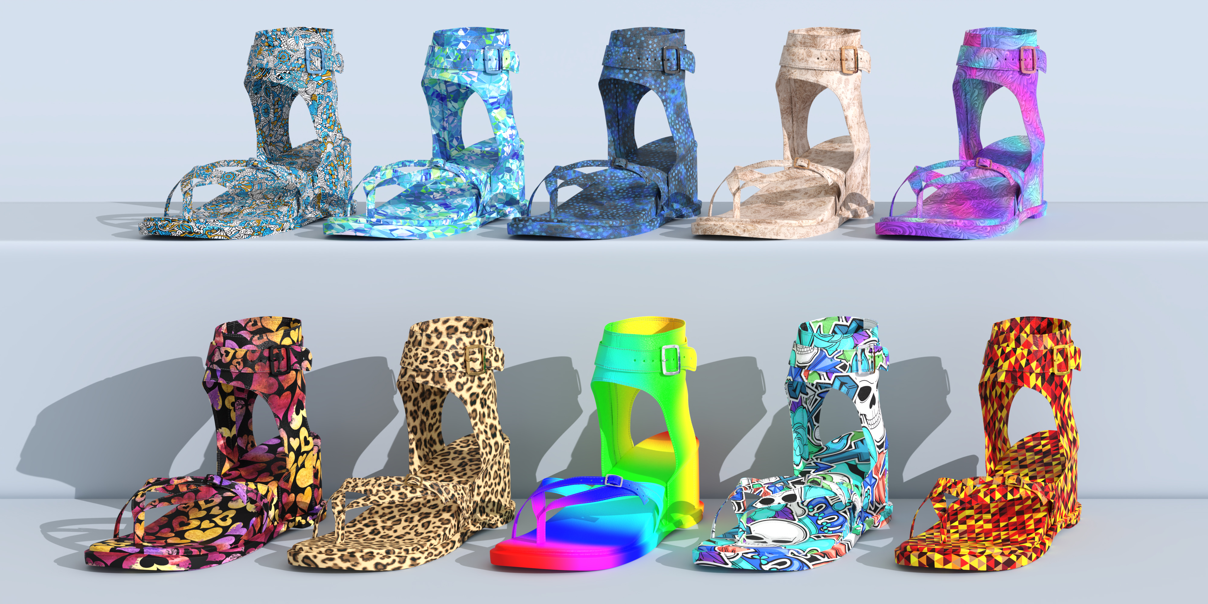 Textras For Romia Wedge Sandals | Daz 3D