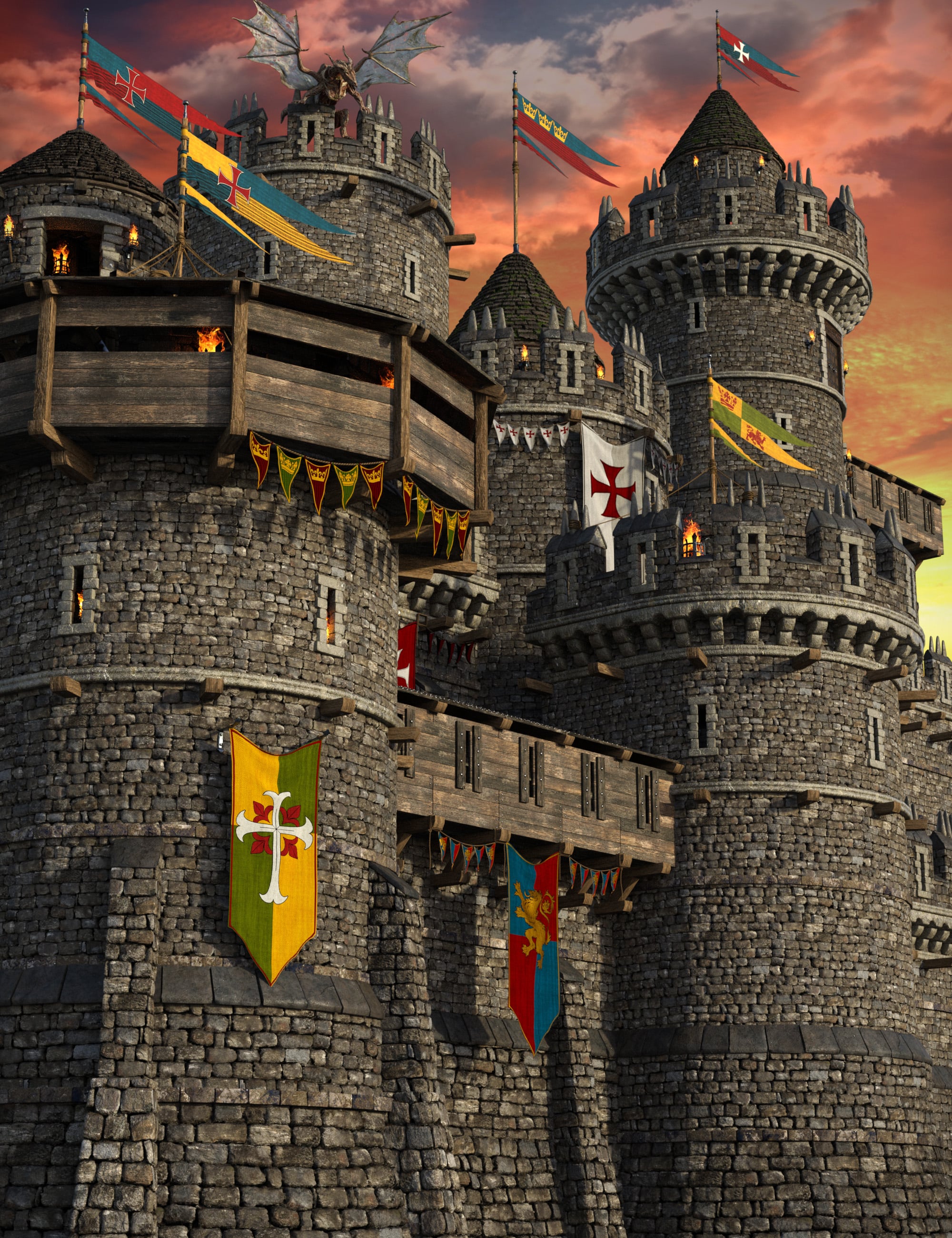 Medieval Castle Construction Kit - Walls and Towers | Daz 3D