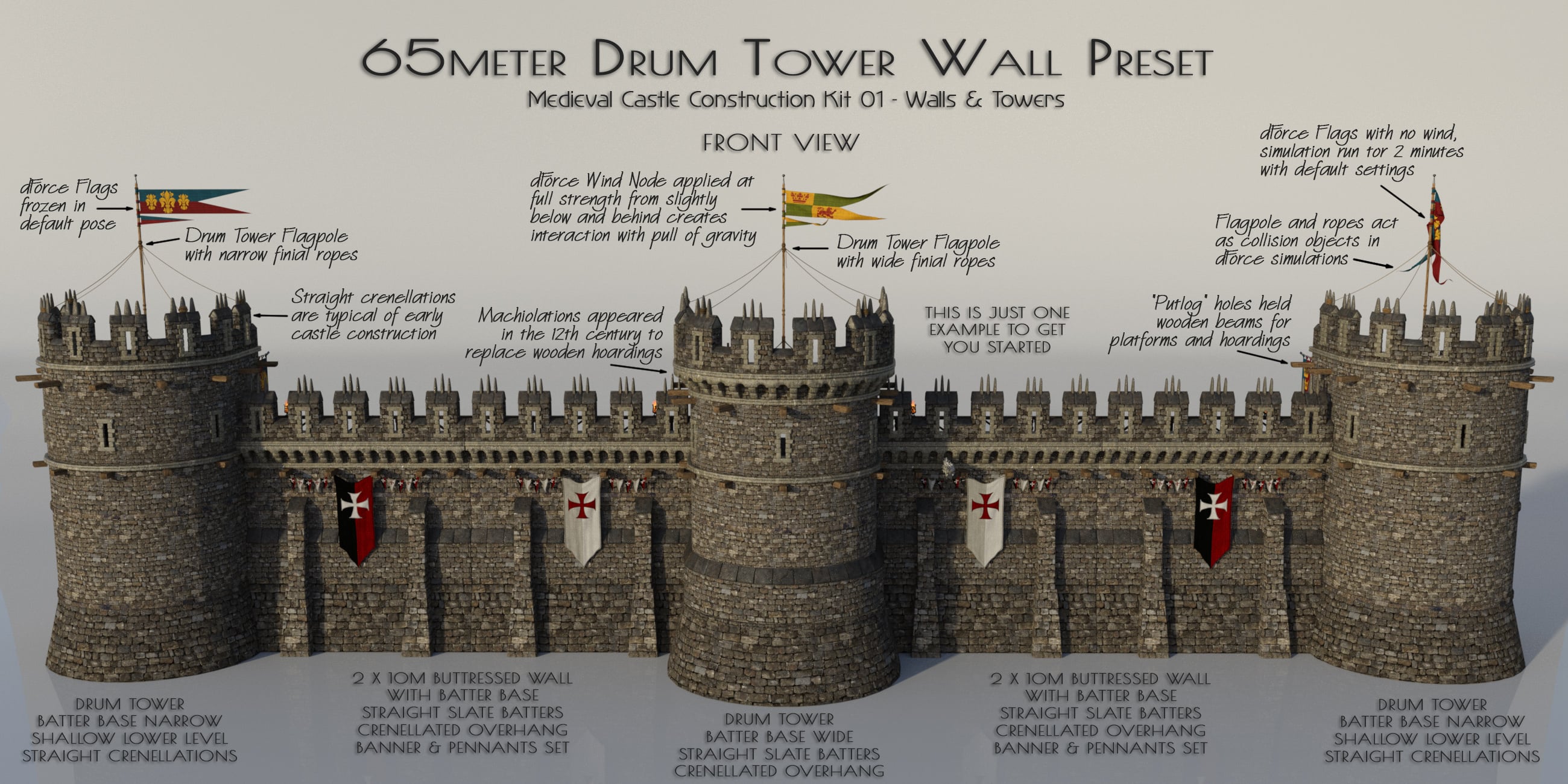 Medieval Castle Construction Kit - Walls and Towers | Daz 3D