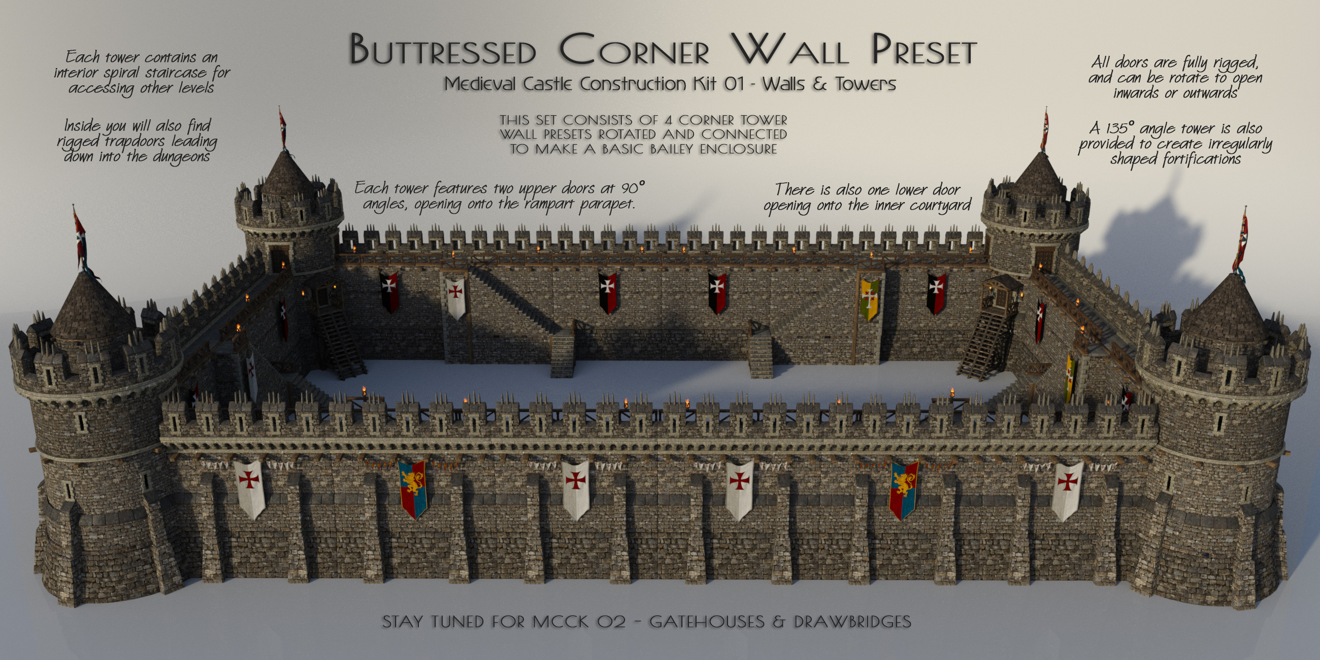Medieval Castle Construction Kit - Walls and Towers | Daz 3D