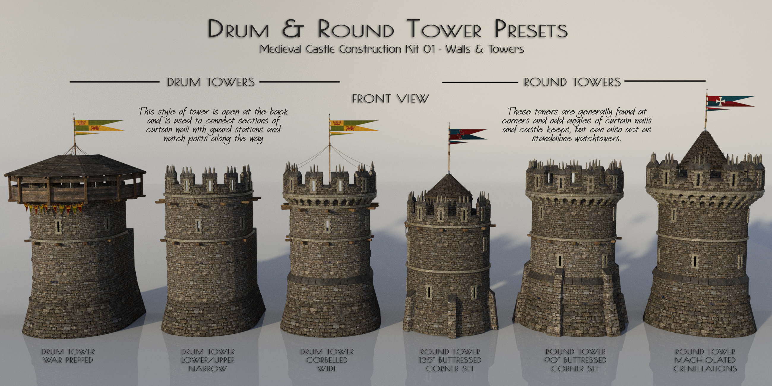 Medieval Castle Construction Kit - Walls and Towers | Daz 3D
