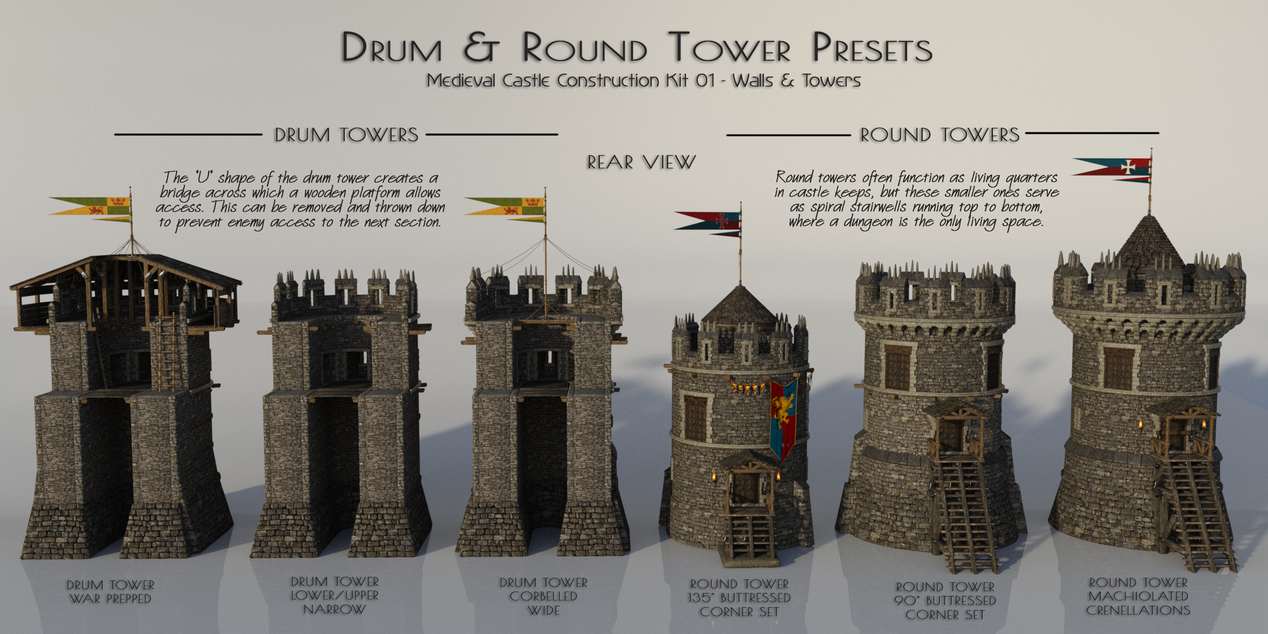 Medieval Castle Construction Kit - Walls and Towers | Daz 3D