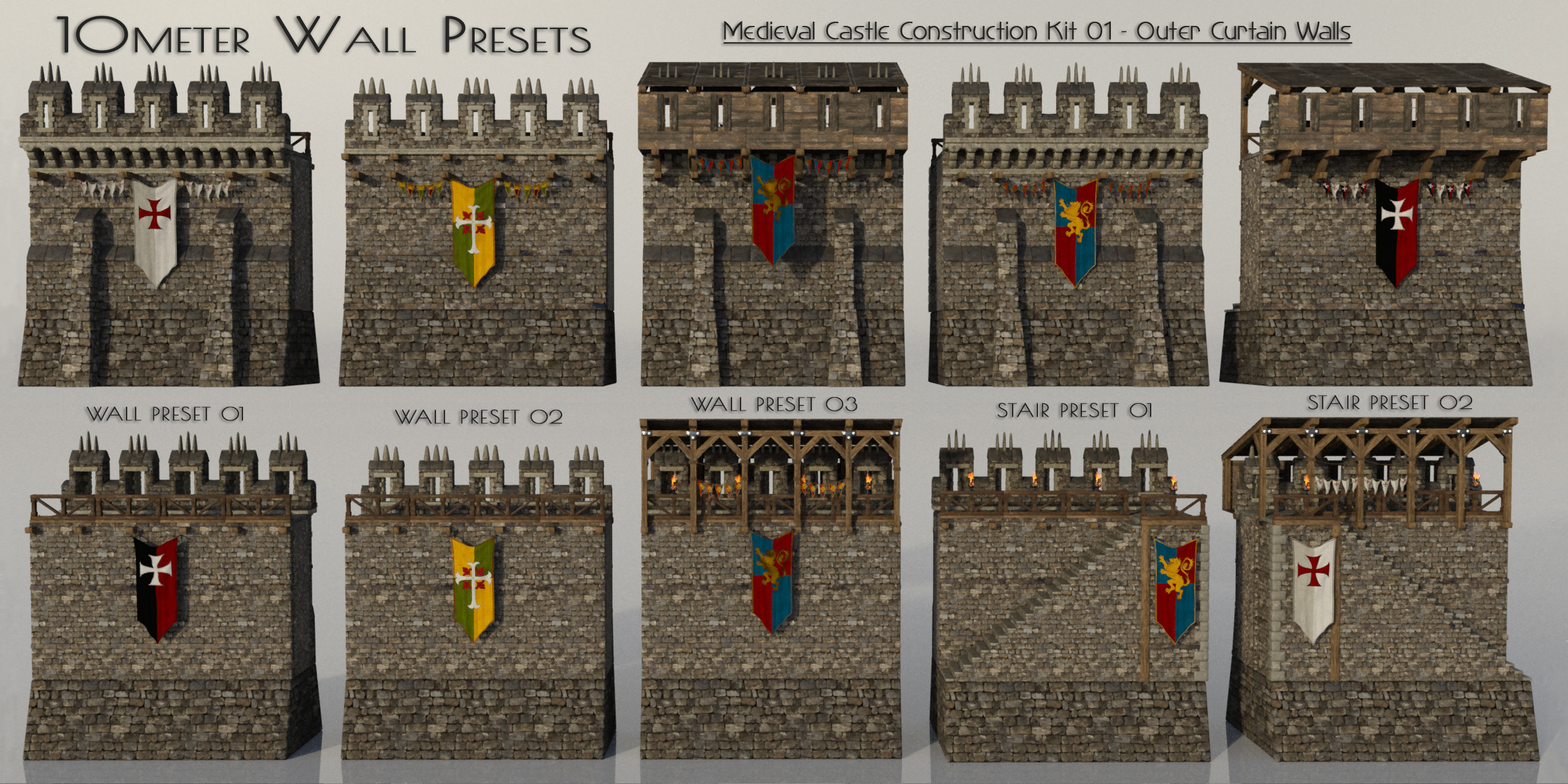 Medieval Castle Construction Kit - Walls and Towers | Daz 3D