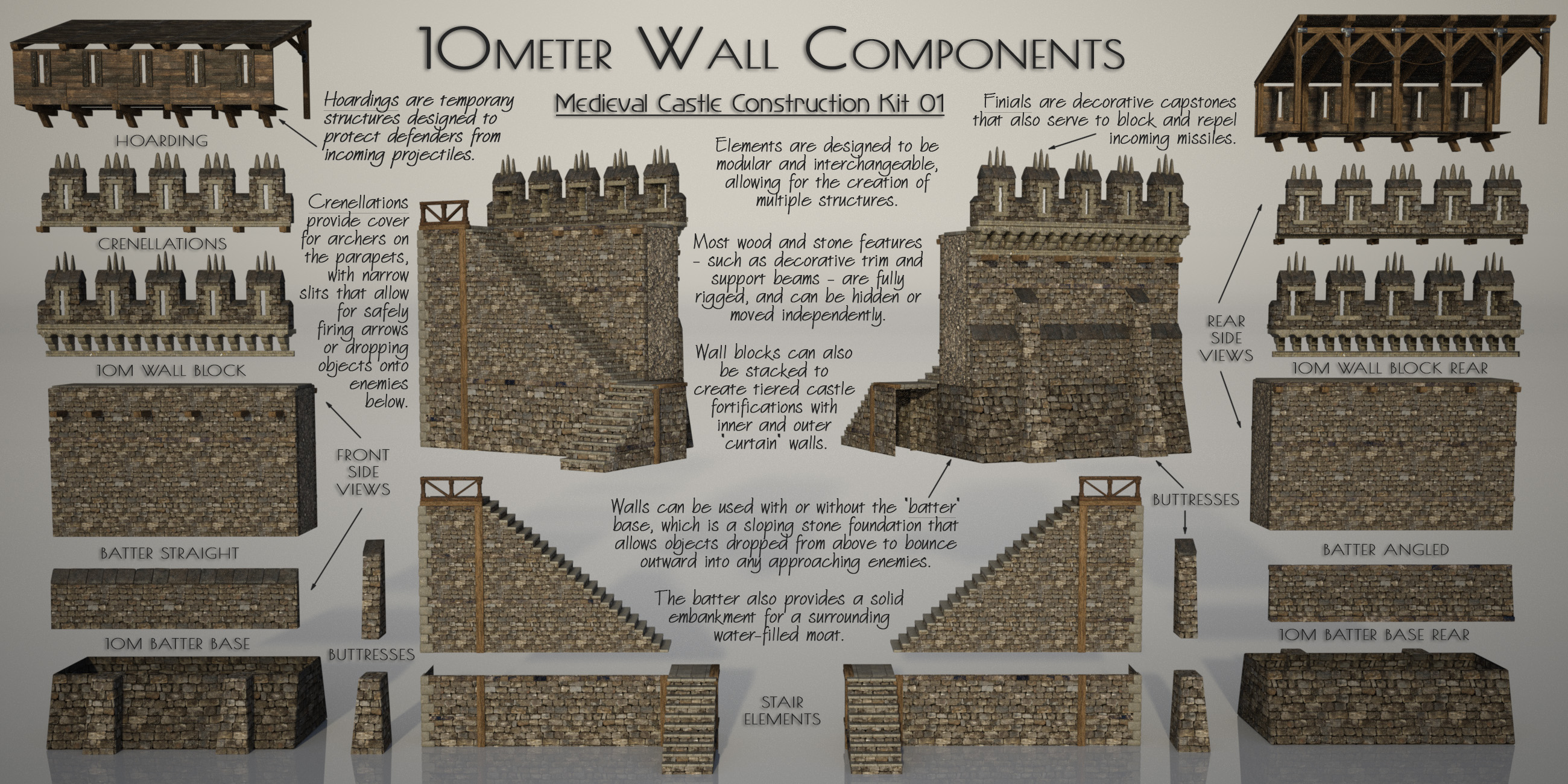 Medieval Castle Construction Kit - Walls and Towers | Daz 3D