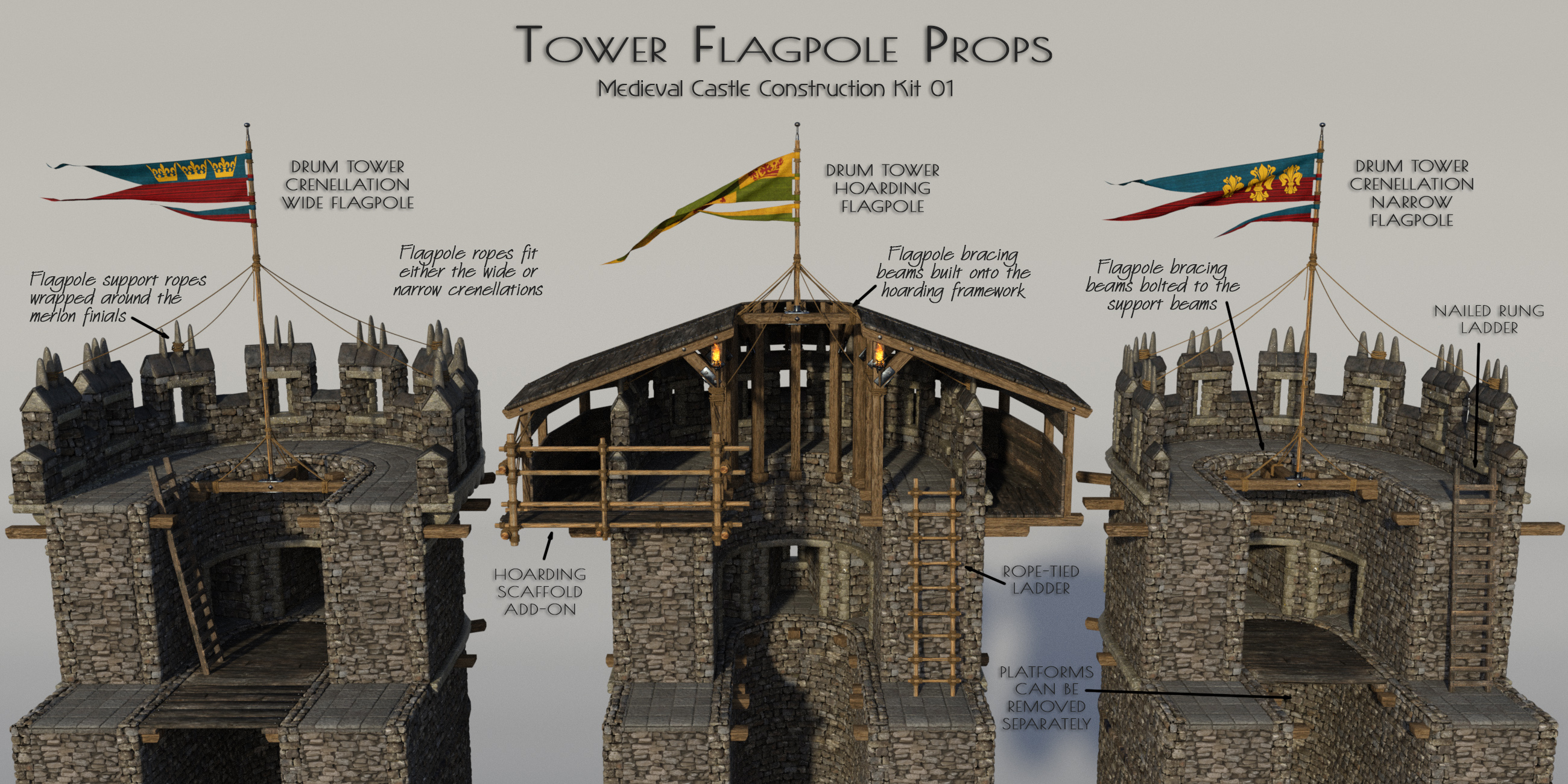 Medieval Castle Construction Kit - Walls and Towers | Daz 3D