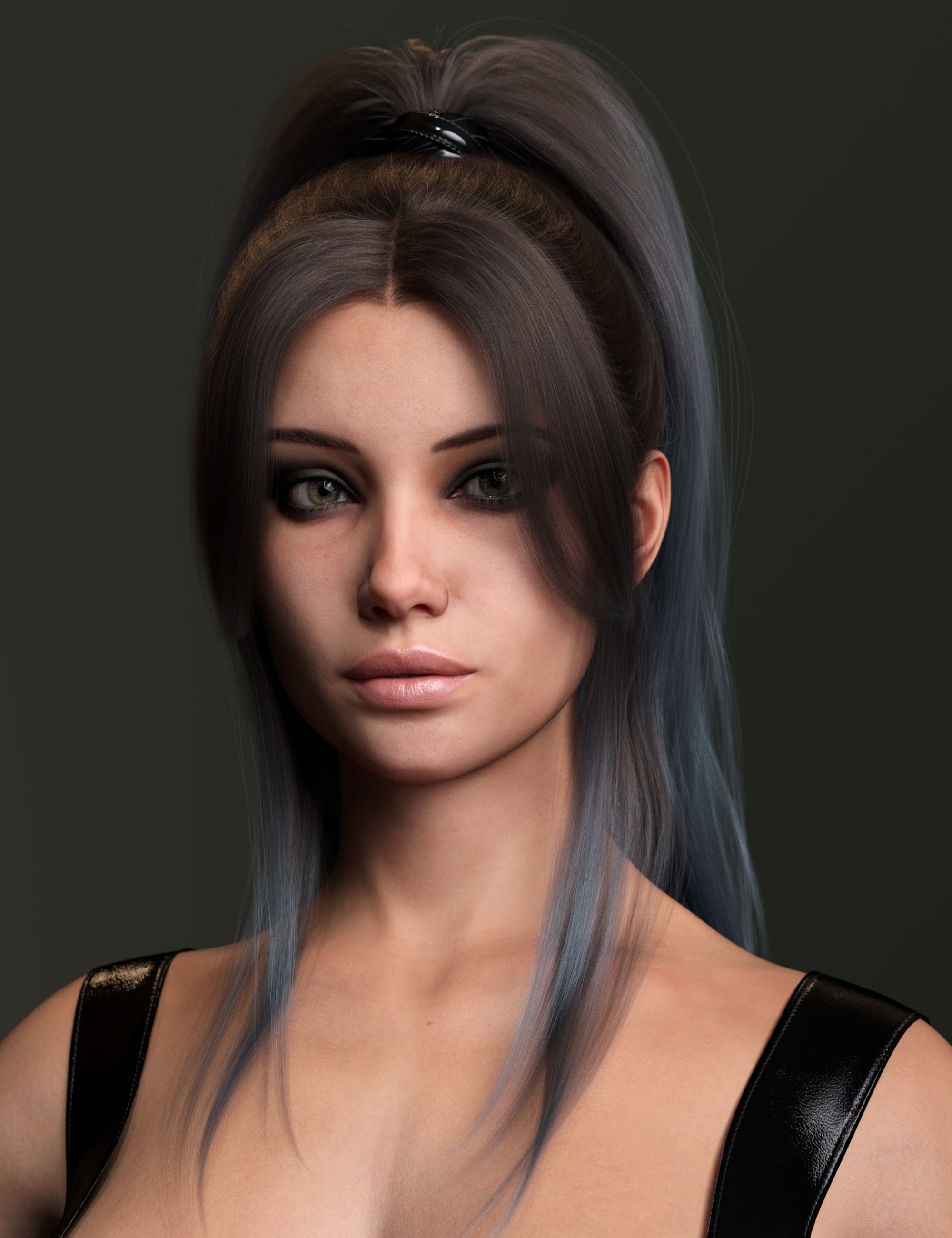 3-in1 Gothic Style Ponytail Hair for Genesis 9 | Daz 3D