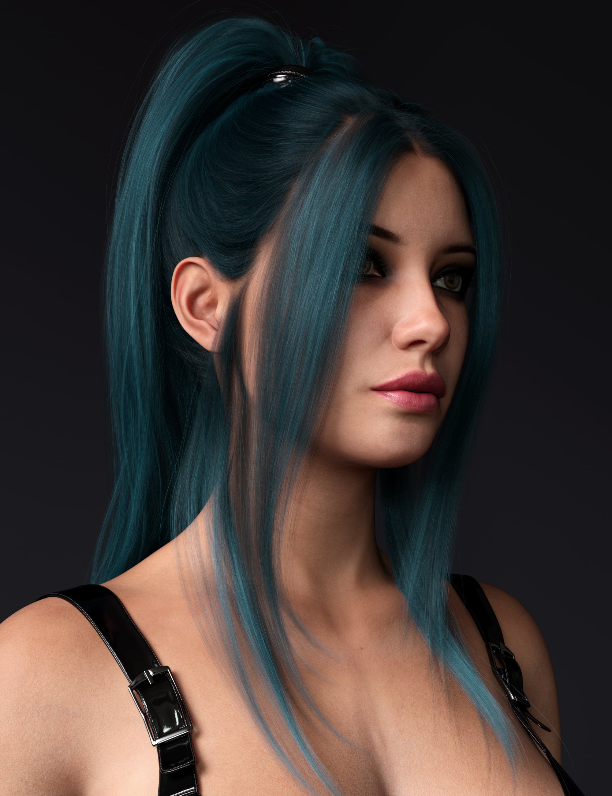 3-in1 Gothic Style Ponytail Hair Color Expansion | Daz 3D