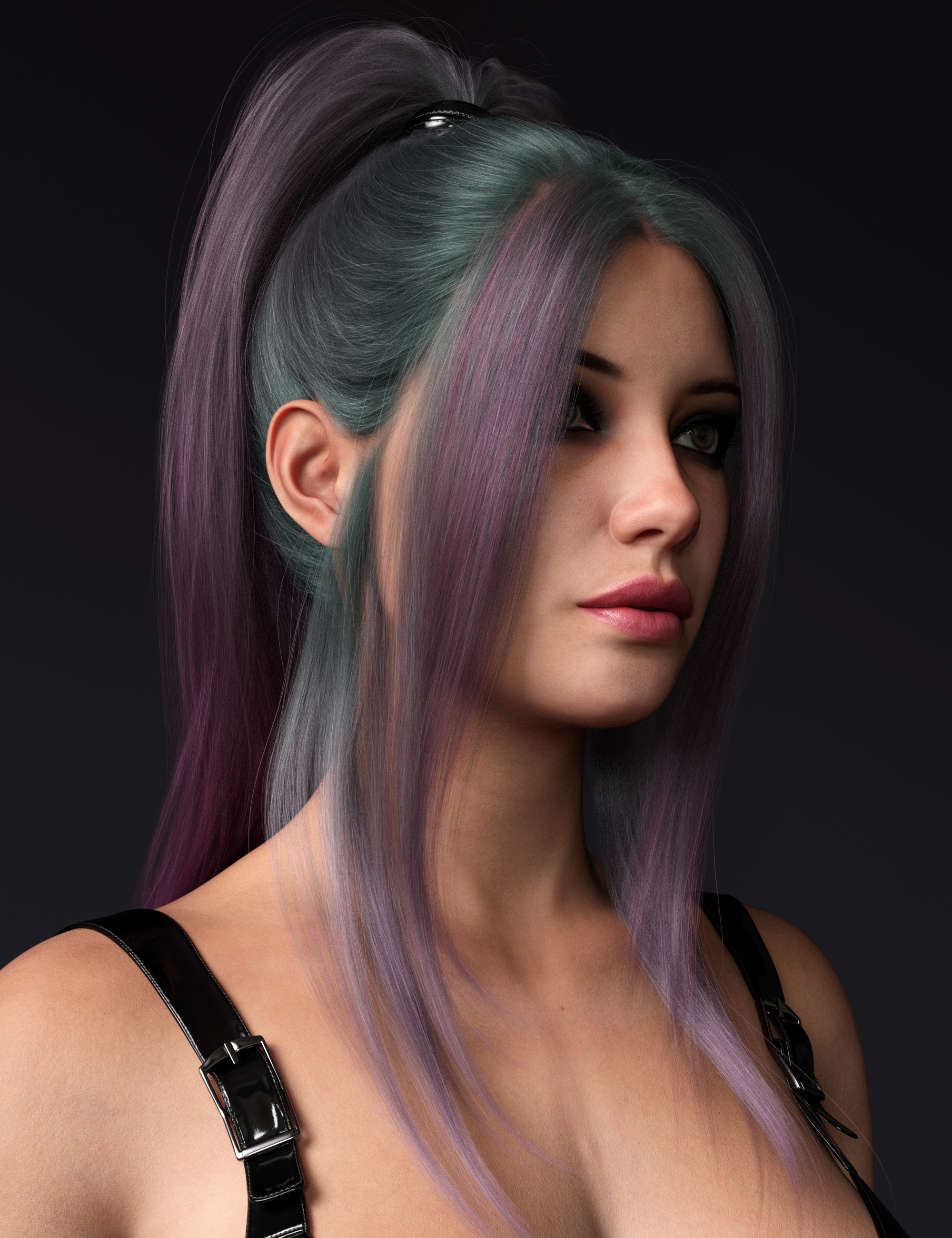 3-in1 Gothic Style Ponytail Hair Color Expansion | Daz 3D