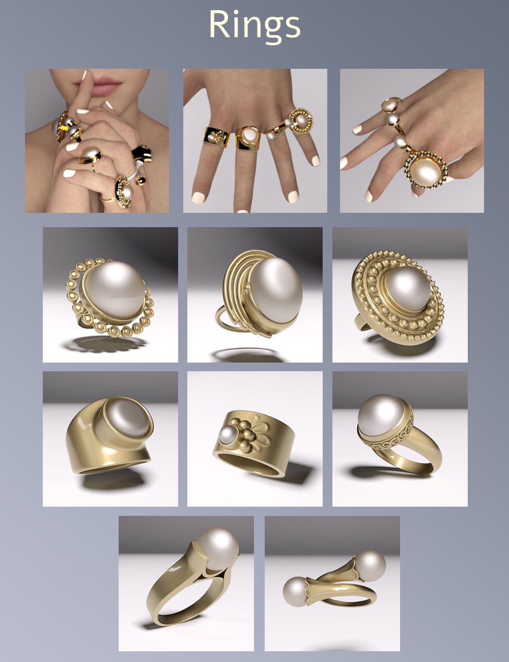Modern Pearls Jewelry for Genesis 9 | Daz 3D