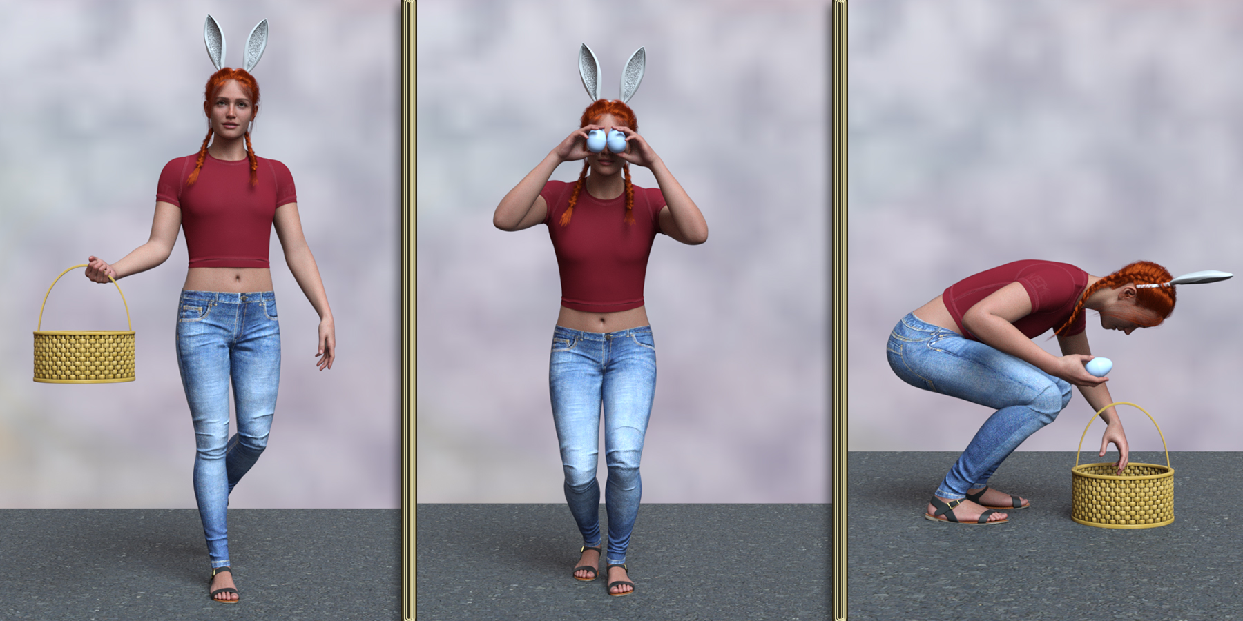 Easter Egg Hunt Poses for Genesis 9 Base | Daz 3D