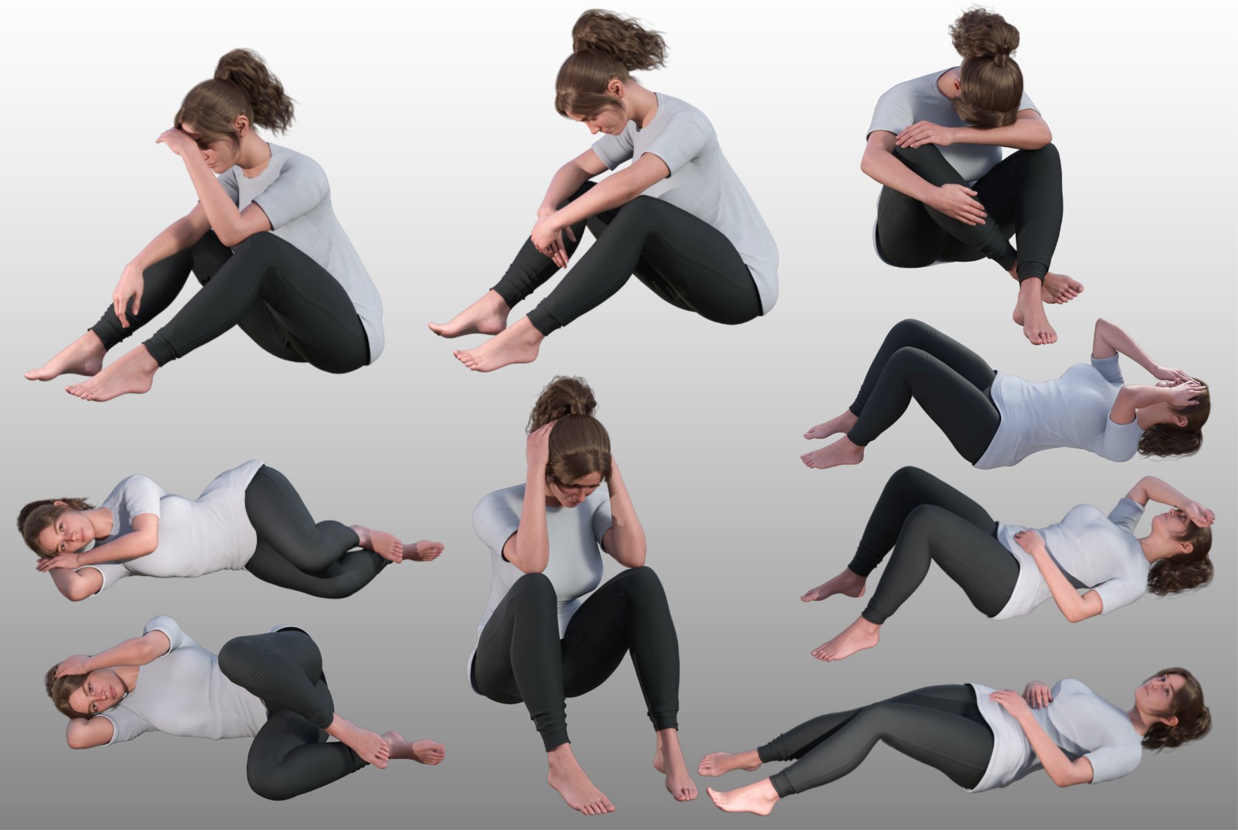 FG Depth of Despair Poses for Genesis 9 Feminine and Genesis 8 Female ...