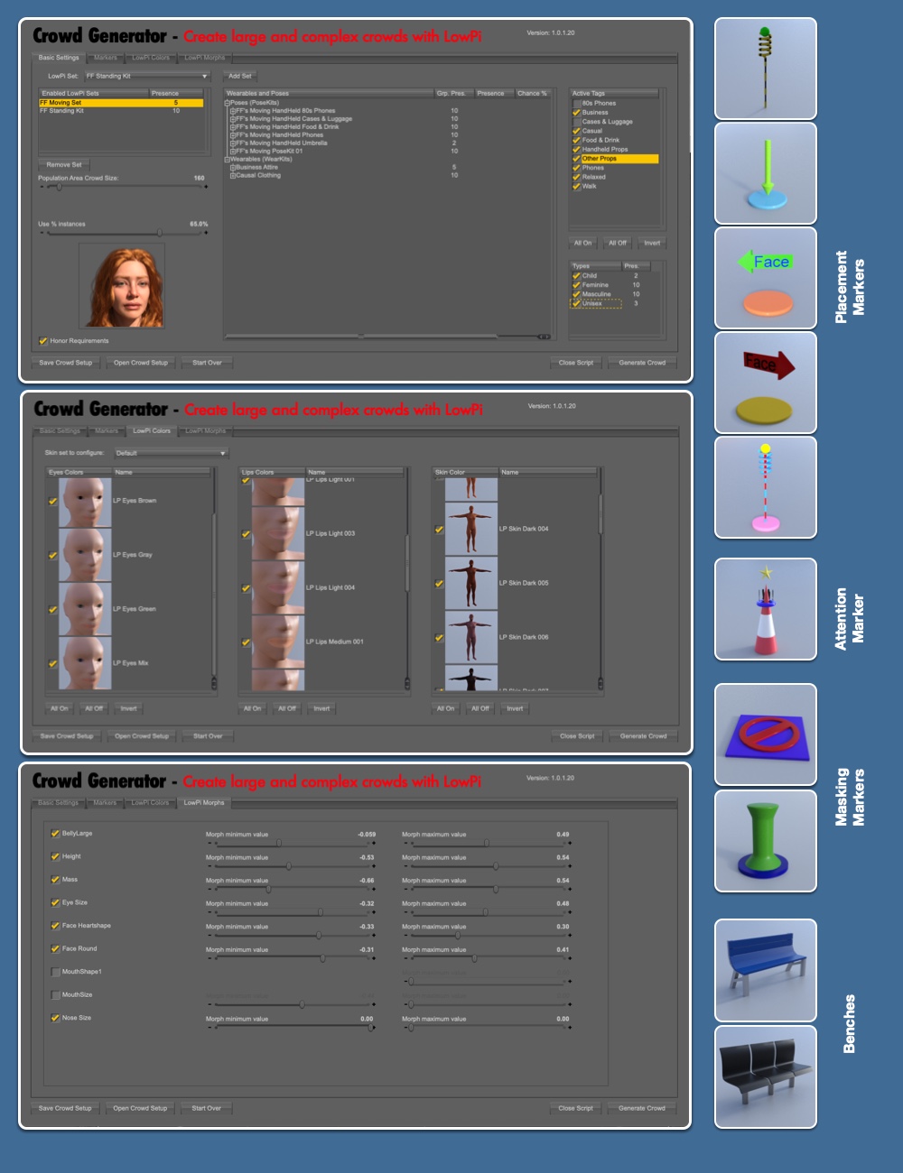 Crowd Generation For LM Lowpi Lowpoly Figure | Daz 3D